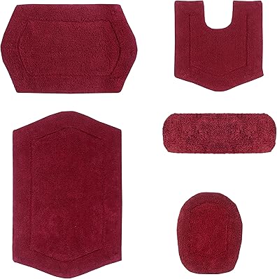 Amazon.com: Stoneberry Home Plush 5-Piece Bath Rug Set, Burgundy : Home ...
