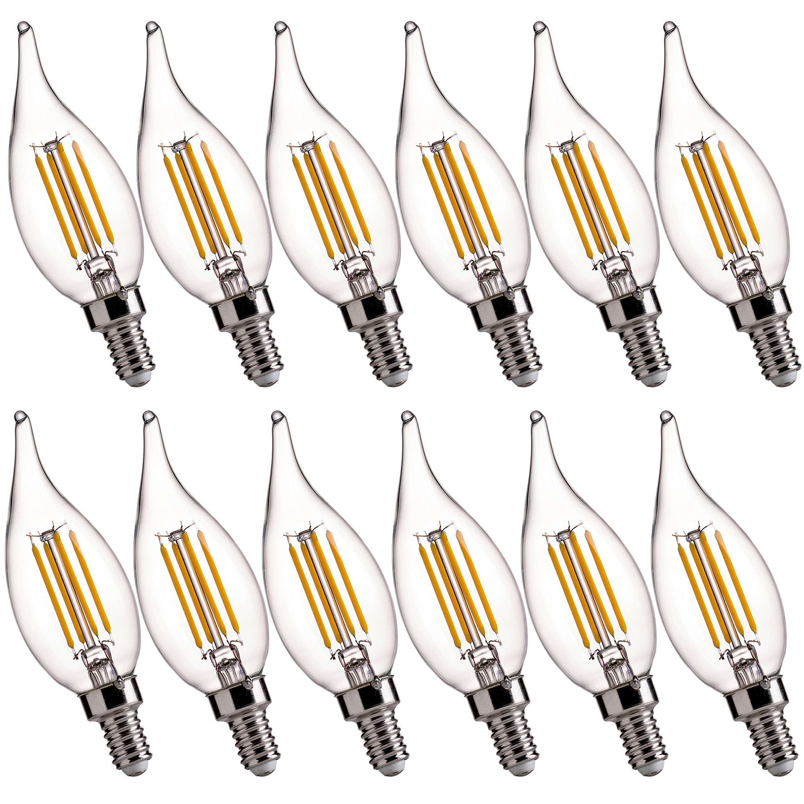 FLSNT LED Candelabra Bulbs, Dimmable CA11 E12 LED Chandelier Light ...