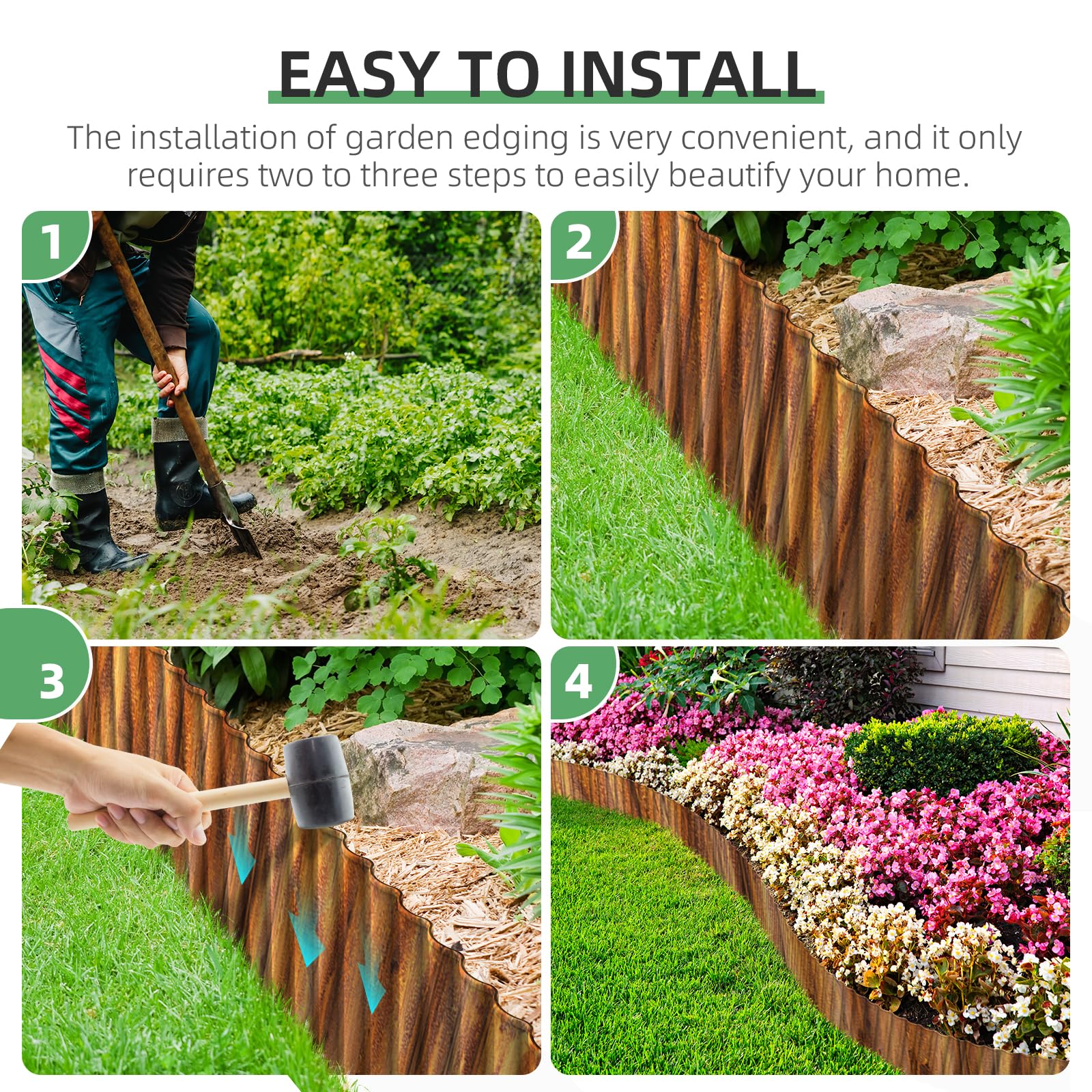 Snapklik.com : AHEONLAR Corrugated Metal Garden Edging, 5100Ft Steel ...