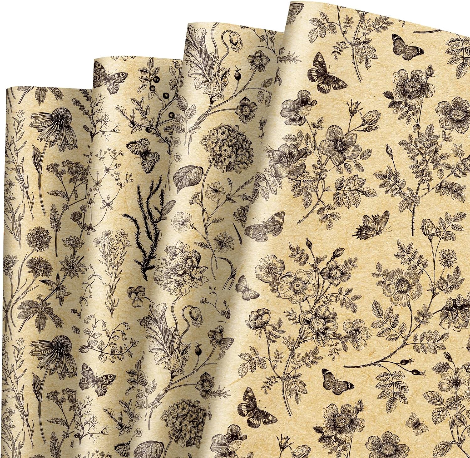 Amazon.com: AnyDesign 12 Sheets Floral Kraft Wrapping Paper Spring ...