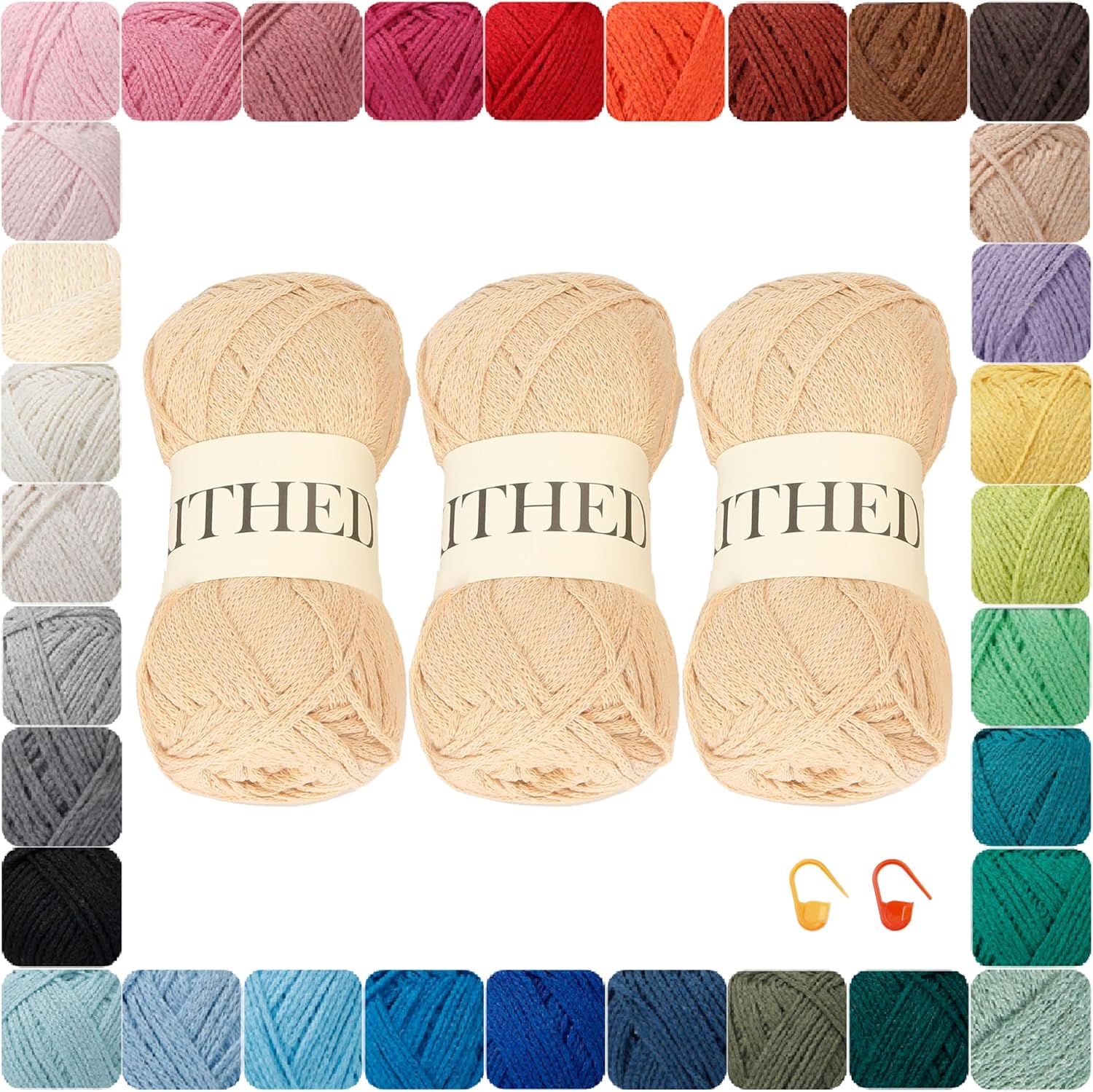 Amazon.com: Cotton Chainette Yarn,4 Medium (Worsted)-10oz,3 Pack ...