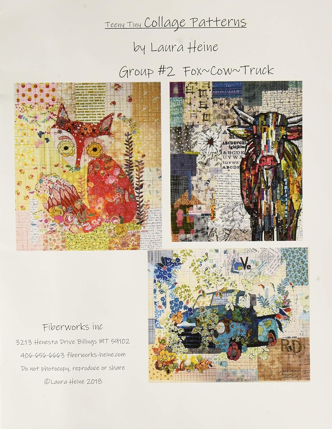 Amazon.com: Teeny Tiny Collage Quilt Pattern Group 2 - Fox, Cow, Truck ...