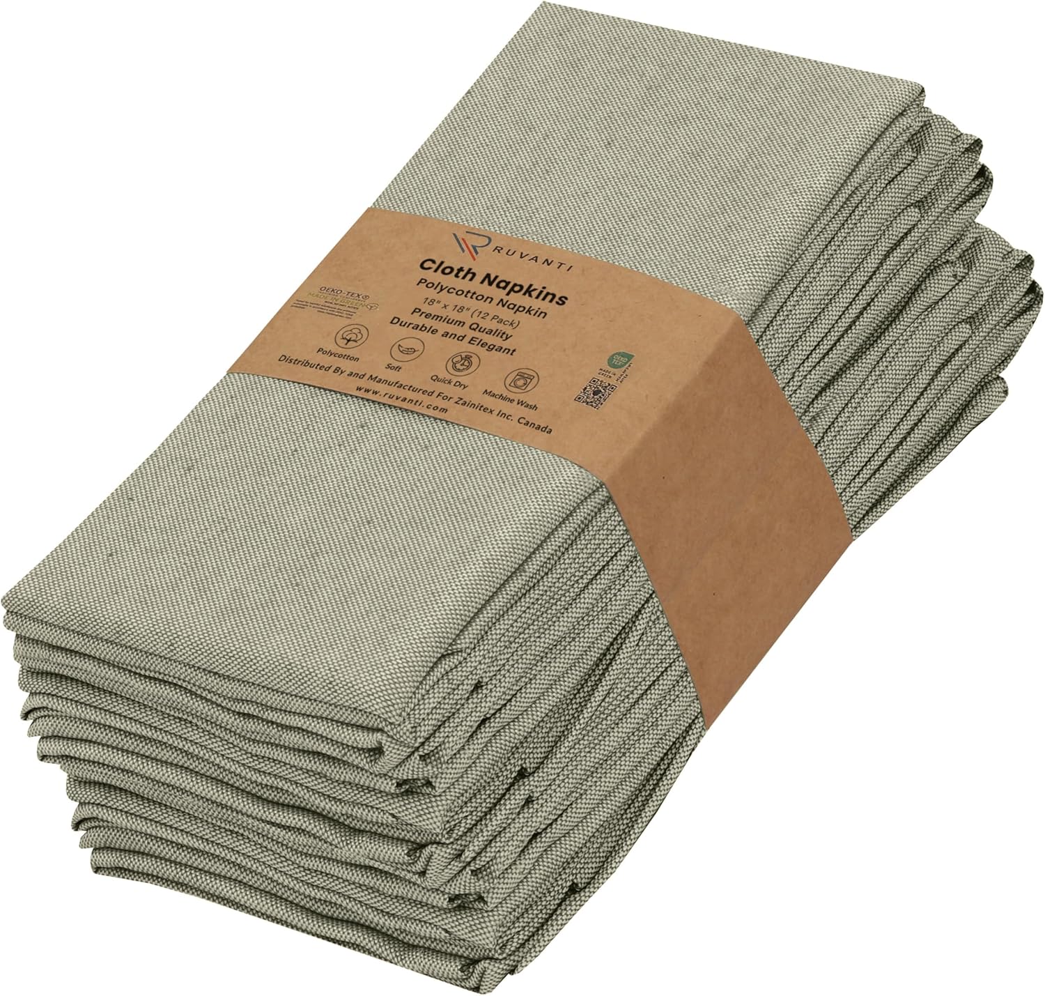 Amazon.com: Ruvanti Cloth Napkins Set of 12, 18x18 Reusable Napkins ...