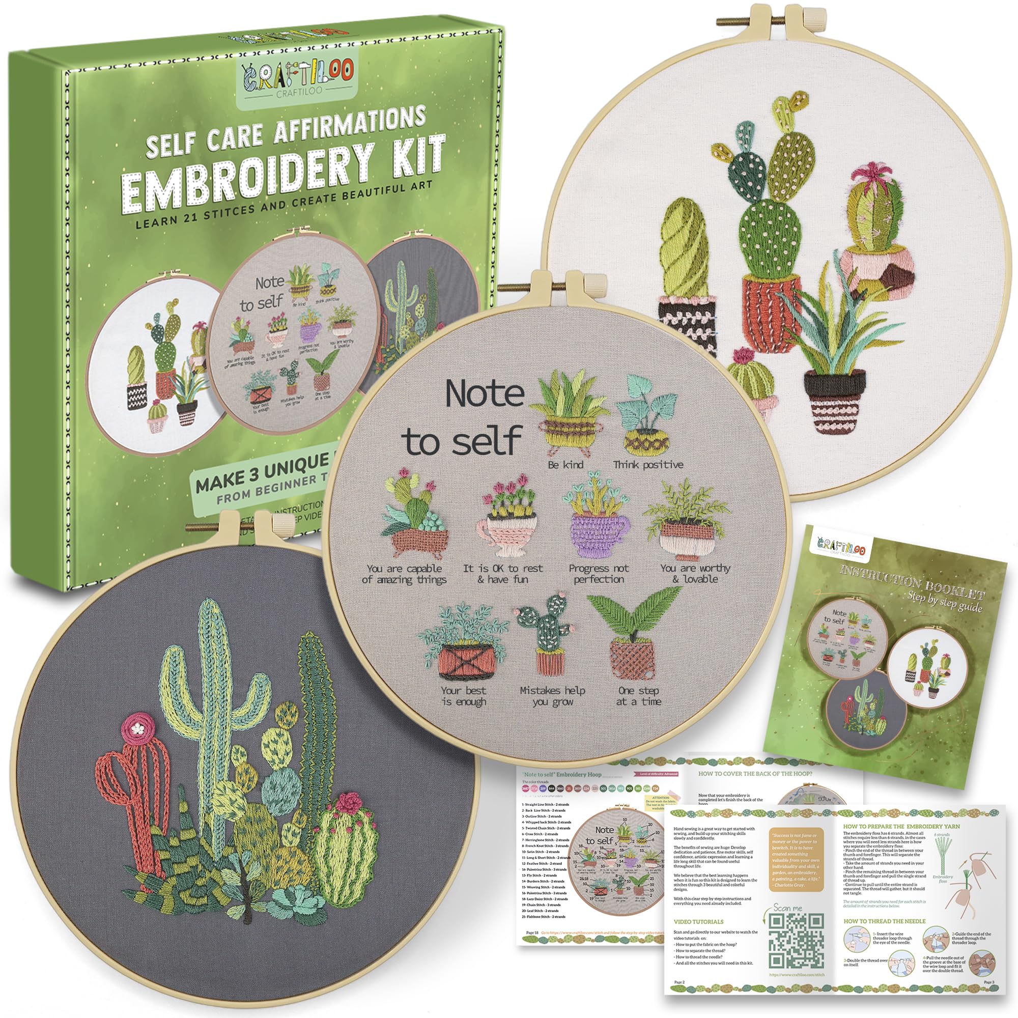 Amazon.com: CRAFTILOO Embroidery Kits for Adults Hand Embroidery kit ...