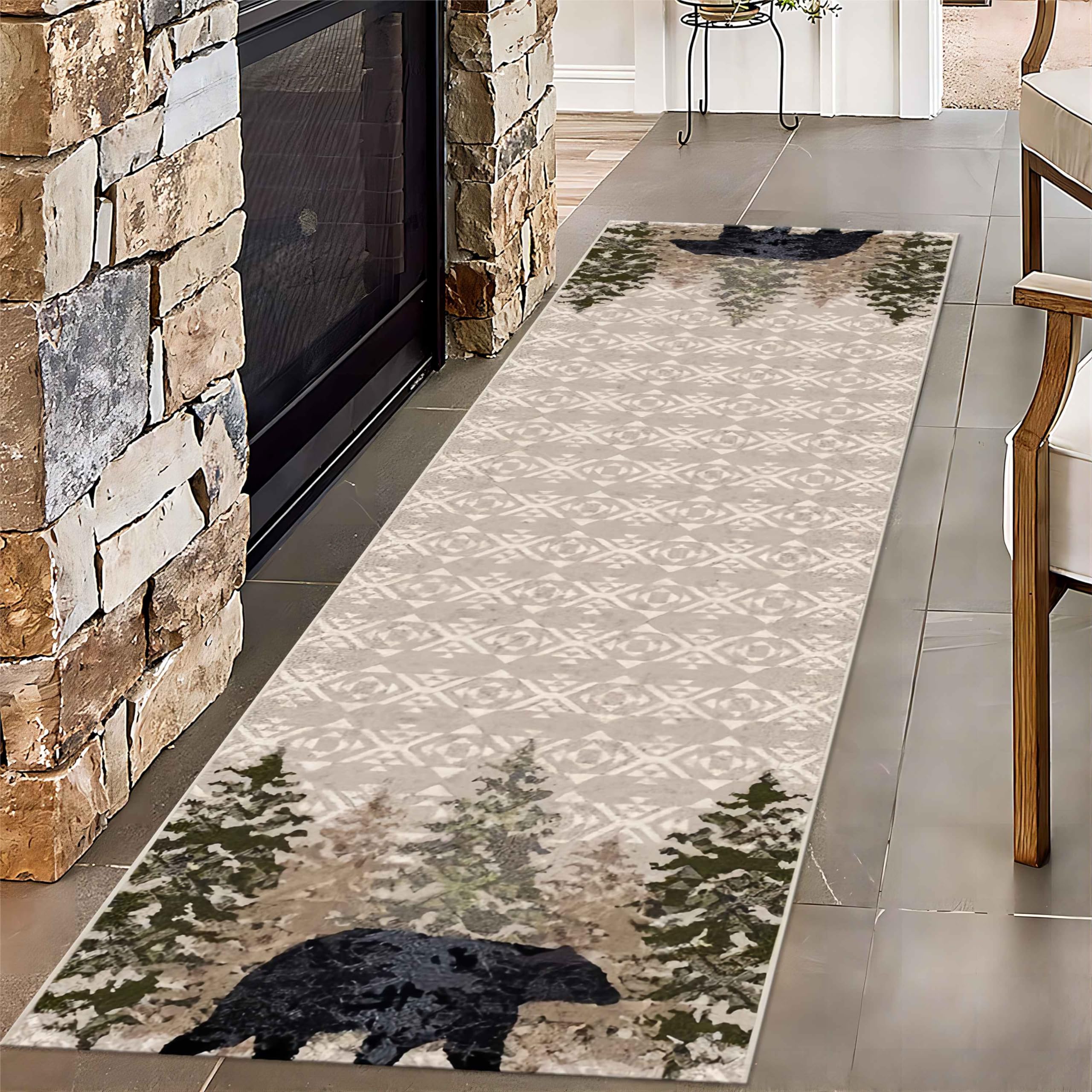 Amazon.com: Vintage Farmhouse Black Bear Hallway Rug Runners, 2.6x10ft ...