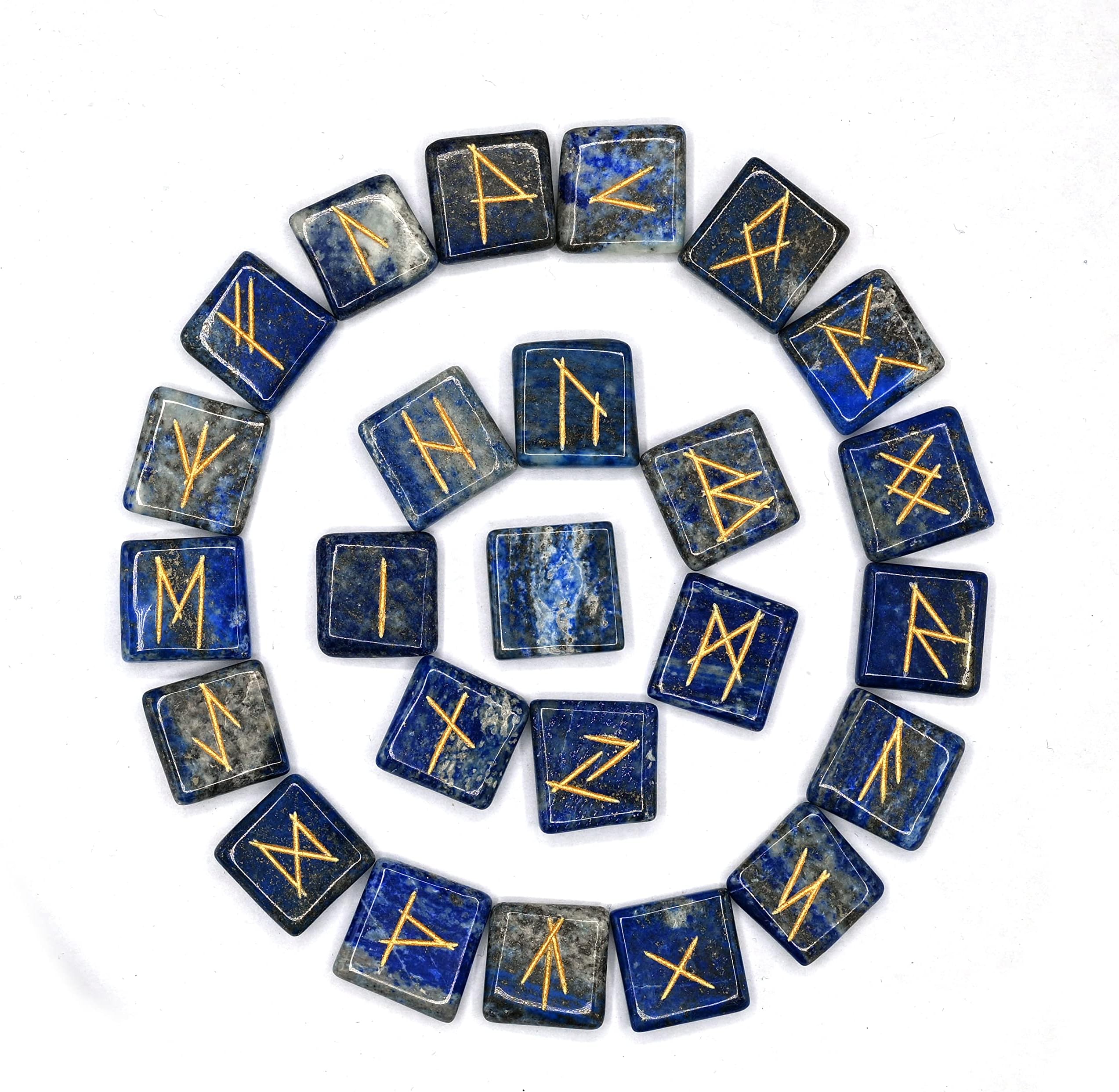 Amazon.com: Lapis Lazuli Rune Stones Set Engraved Pagan Lettering with ...