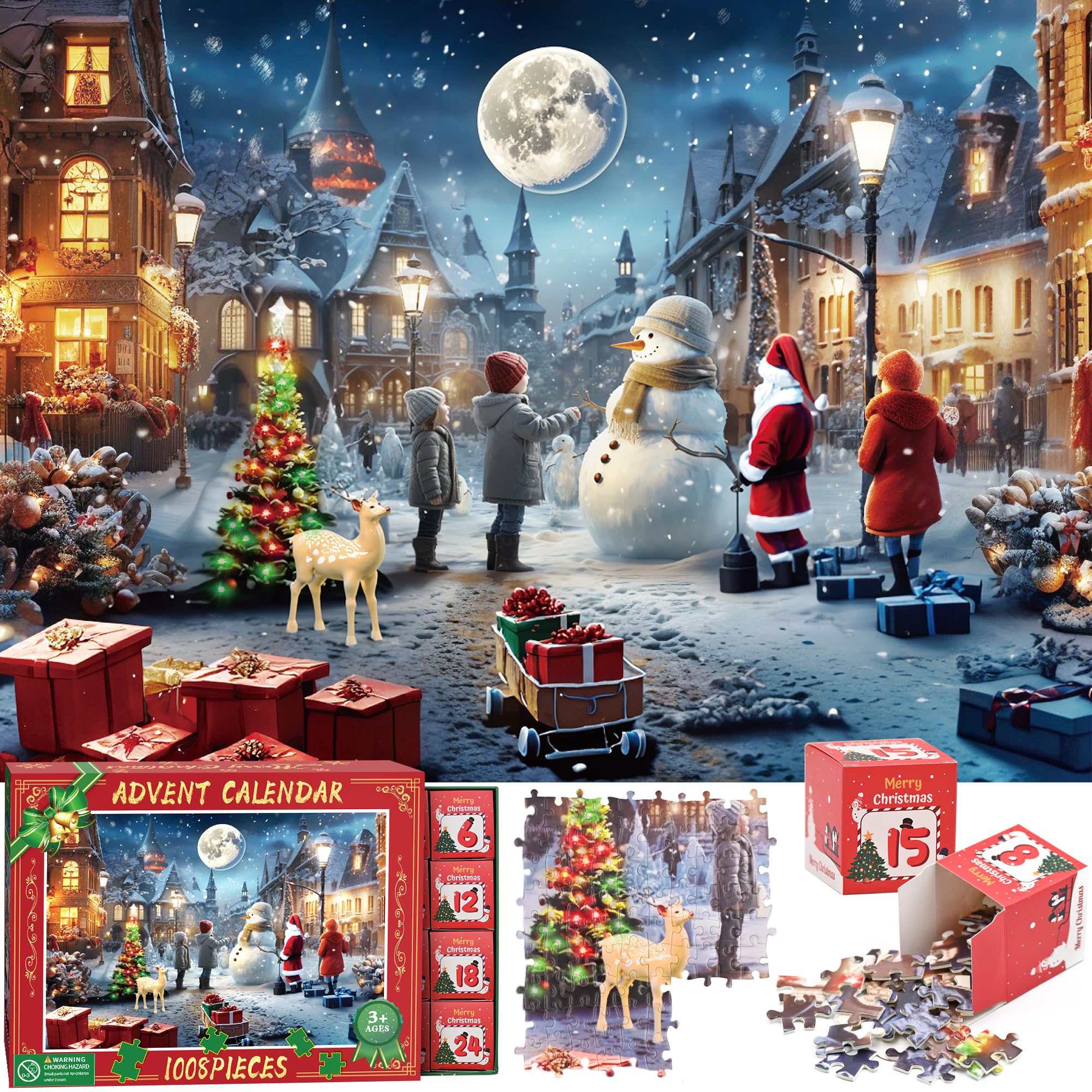 Amazon.com: Puzzle Advent Calendar 2024, Christmas Advent Calendar for Kids/Teens/Adults - 1008 ...