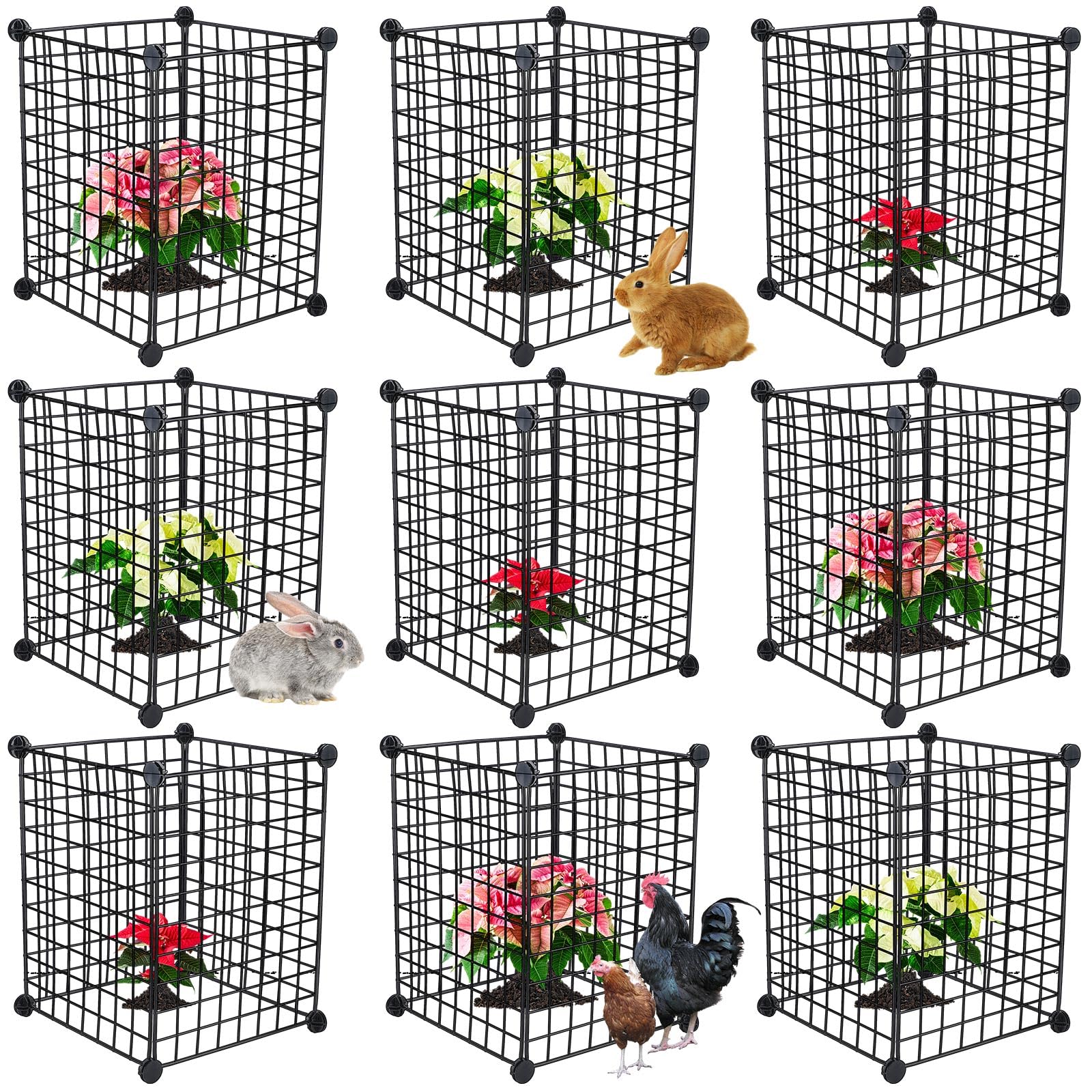9 Pack Plant Protectors from Animals 36 Sheet Metal Mesh Wire Cloche ...