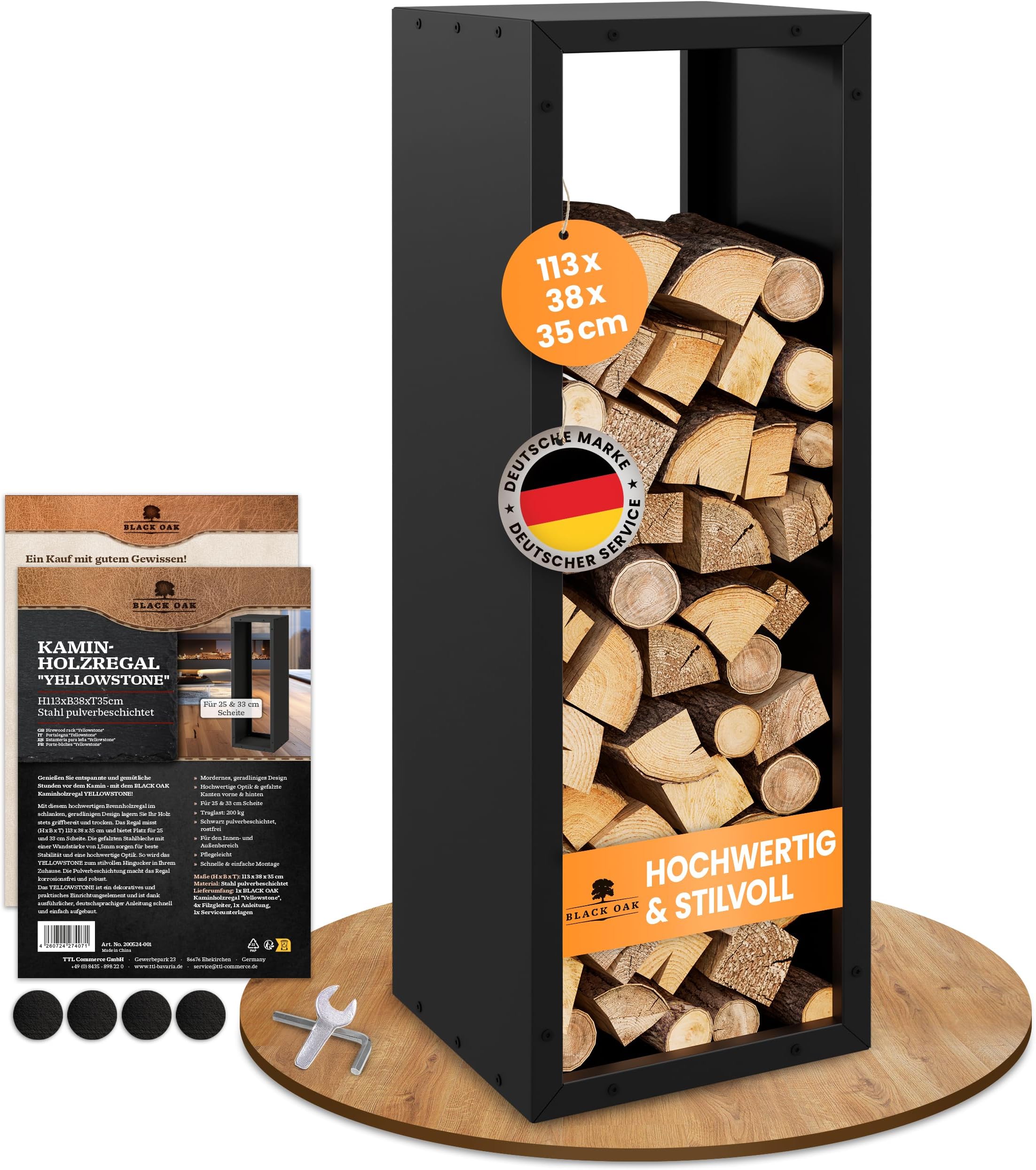 CLP Metall Kaminholzregal Irving Schwarz-Matt I Robuster Und ...