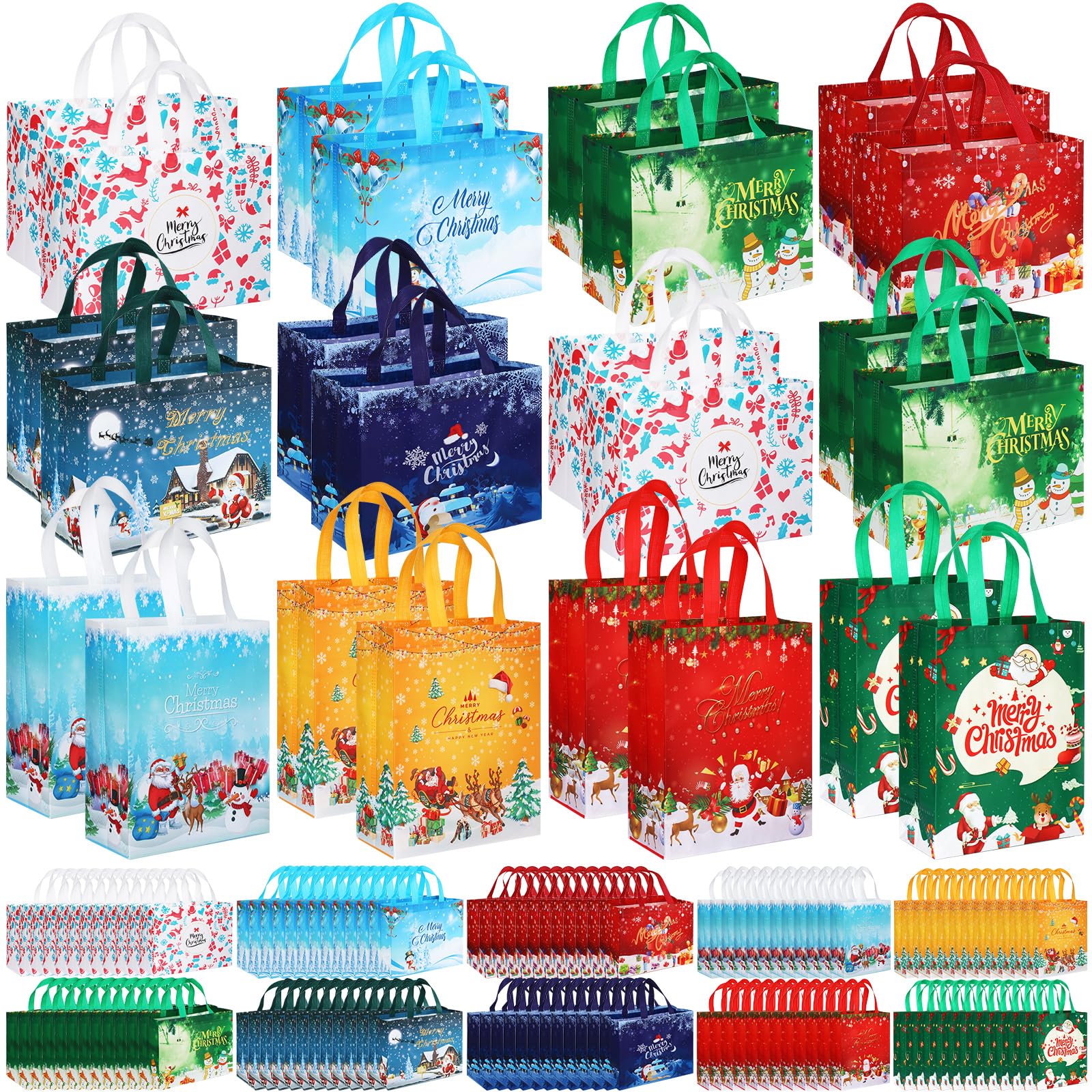 Chapou 200 Pcs Christmas Bags Christmas Gift Bag Bulk Christmas Tote ...