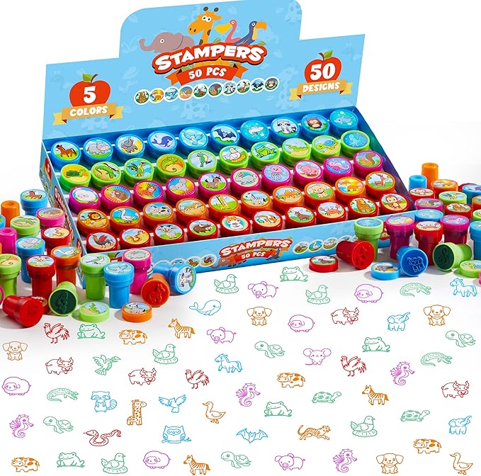 Amazon.com: JOYIN 50 Pcs Animal Stamps for Kids, with 50 Different ...