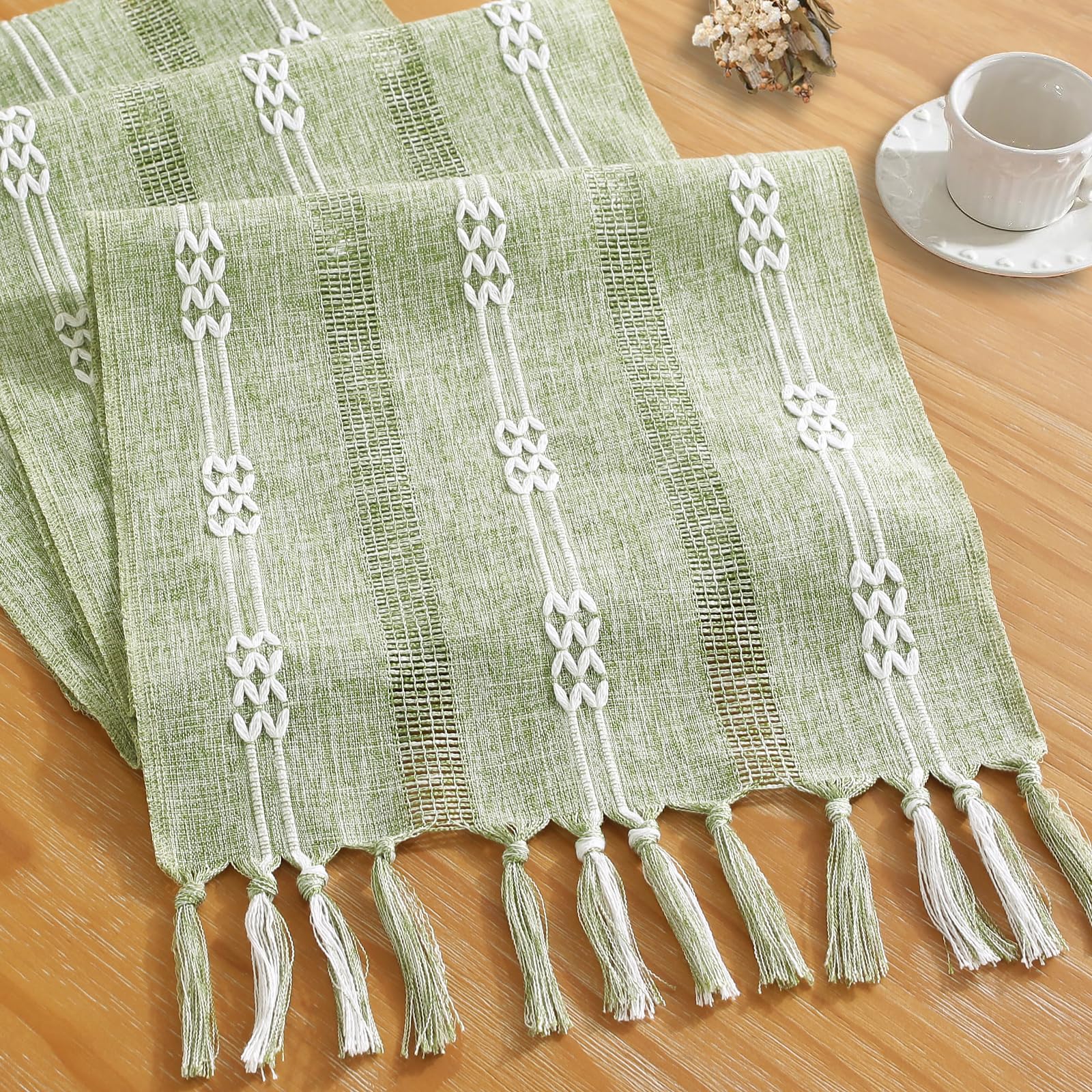 Amazon.com: Cenebonxy Rustic Boho Table Runner, Kitchen Table Runner ...