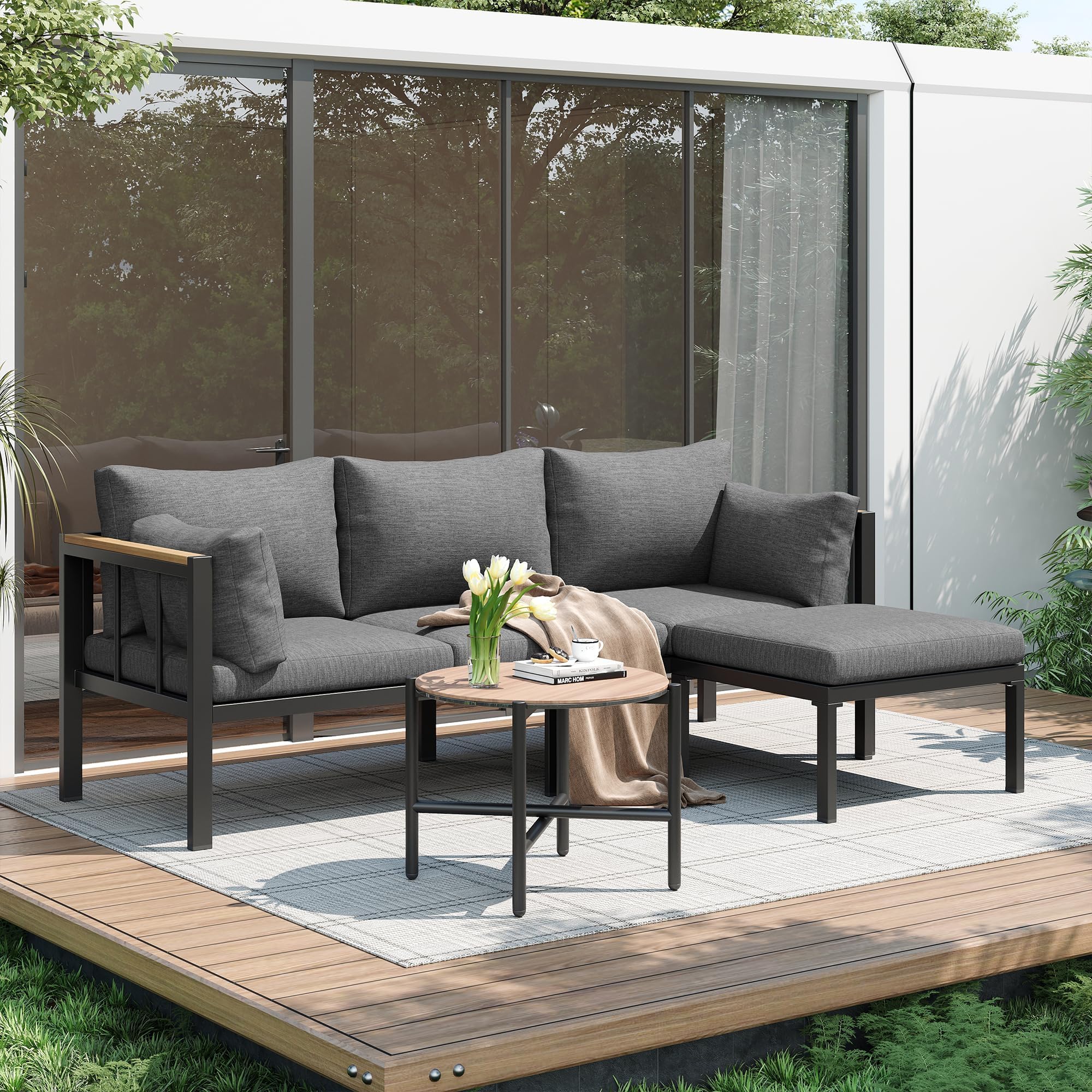 Gxffipw Garden Furniture Sets, Corner Sofa Bed with Coffee Table ...