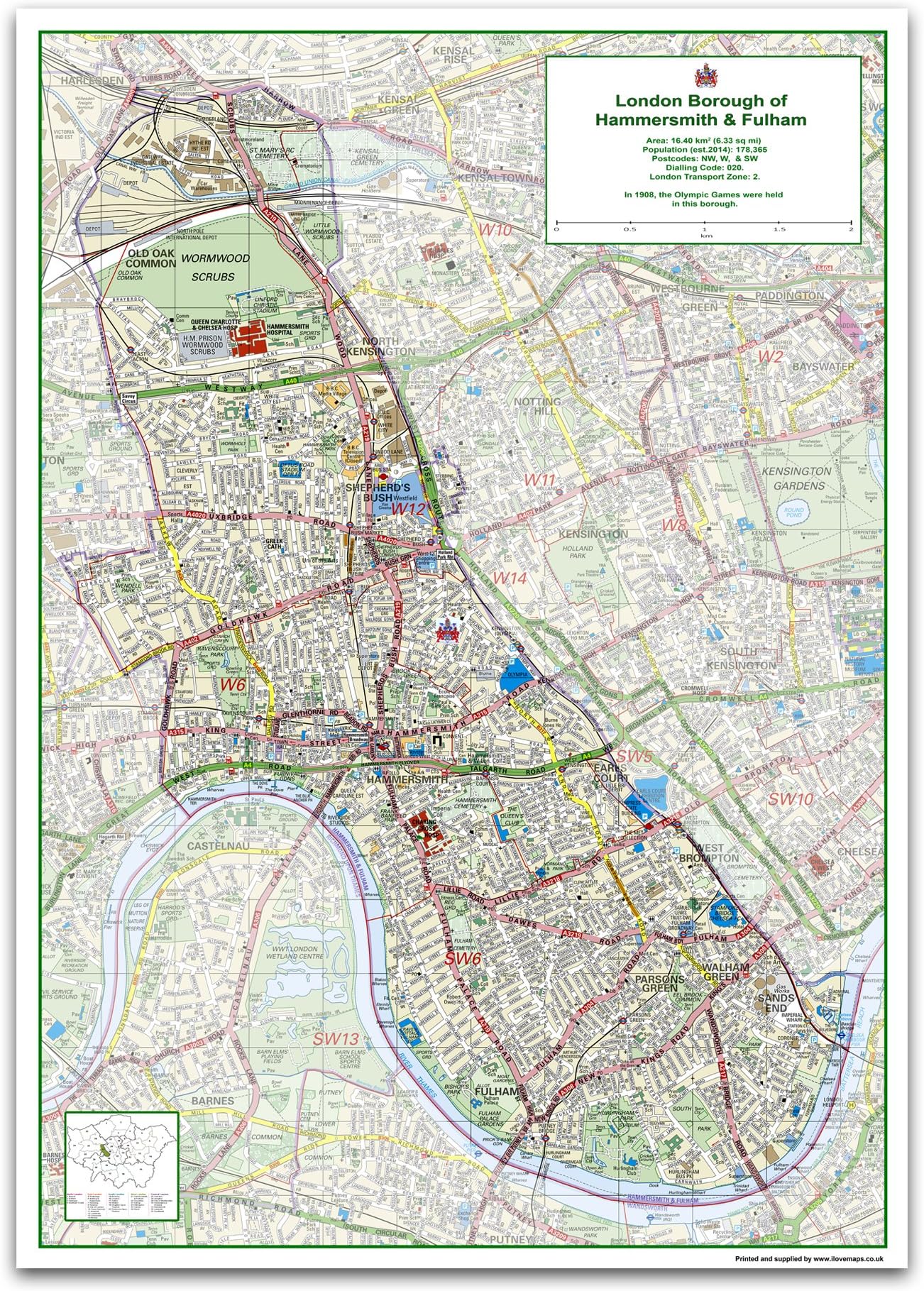 London Borough Map - Islington - Size A0-84.1 x 118.9cm - Paper ...
