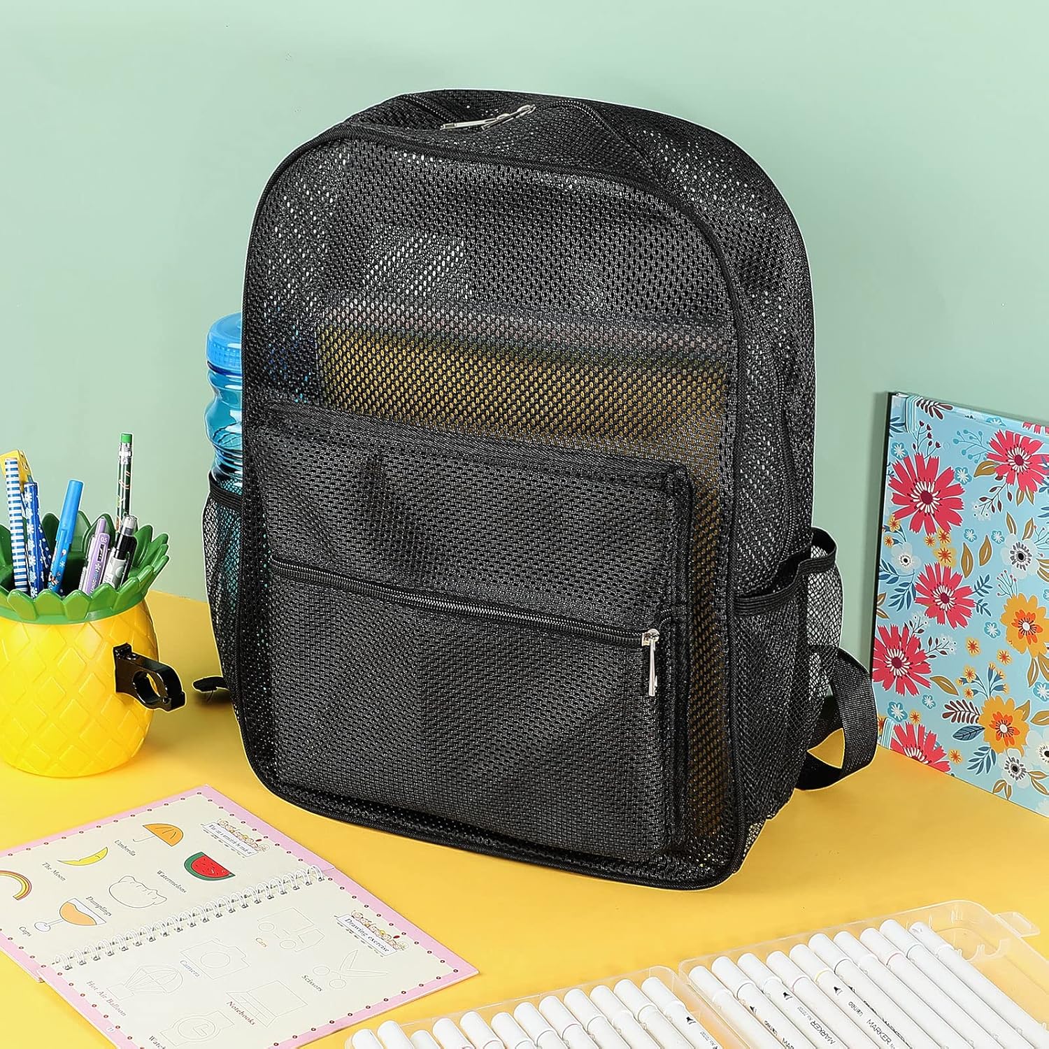 Amylove 30Pcs Heavy Duty Mesh Backpacks Bulk Large Mesh Bookbags for ...