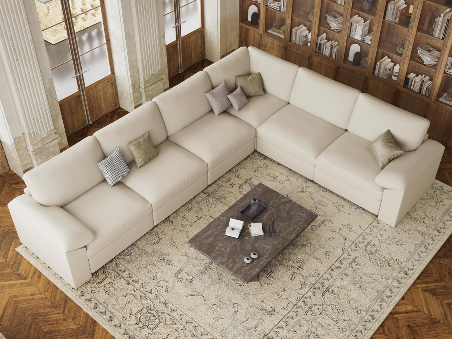 Amazon.com: EASE MOOSE Leather Sectional Couch, Oversized Modular ...