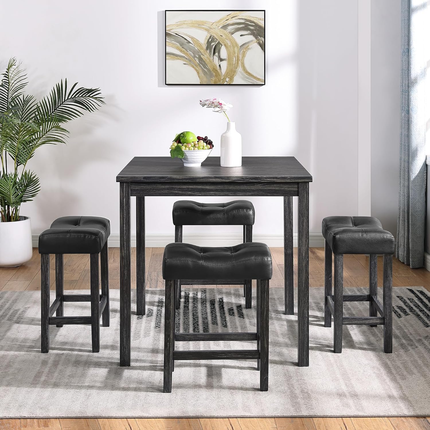 Amazon.com - GLANZEND 5 Piece Industrial Bistro Dining Set, Square ...