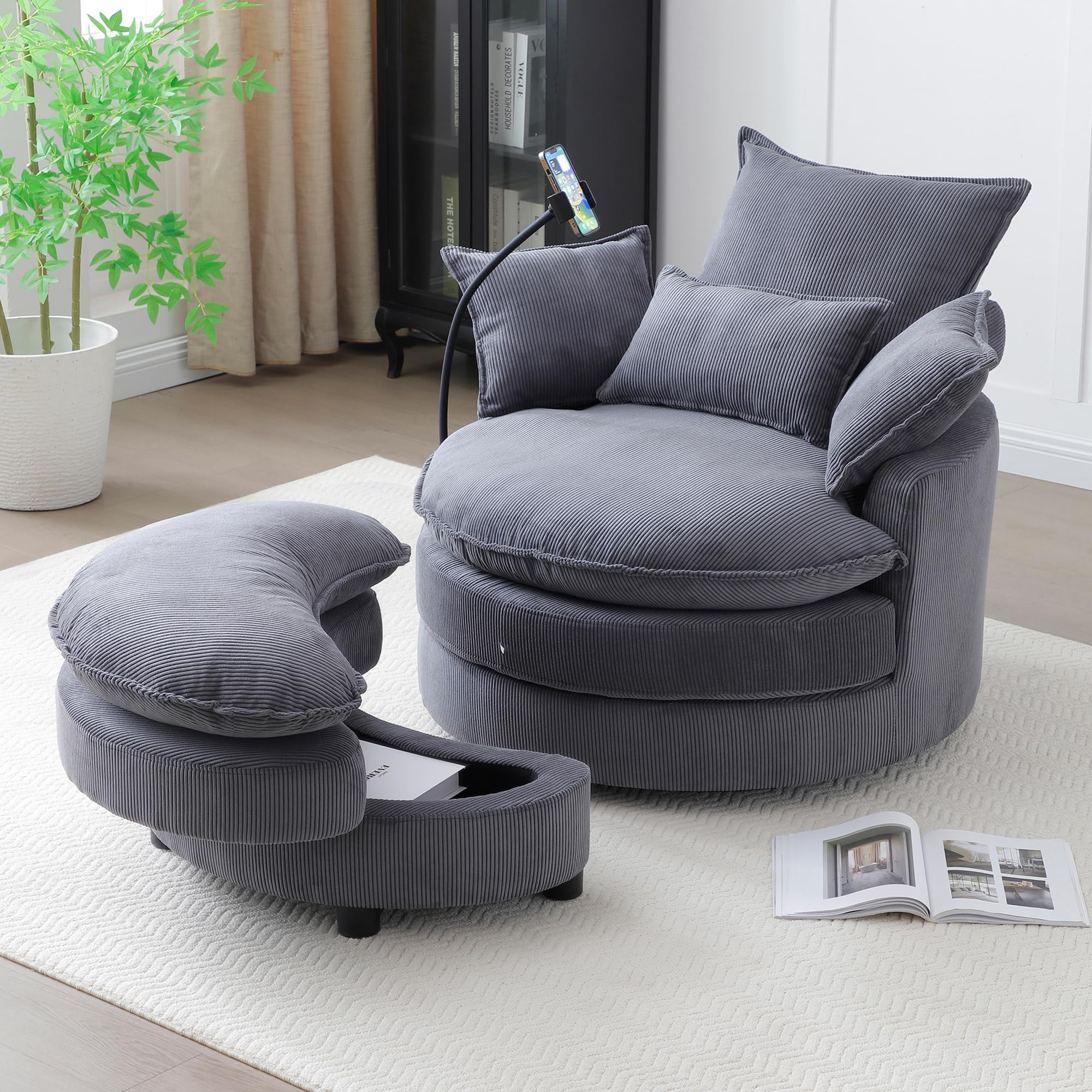 Amazon.com: MEISSALIVVE Swivel Accent Barrel Lounge Sofa Chair with ...