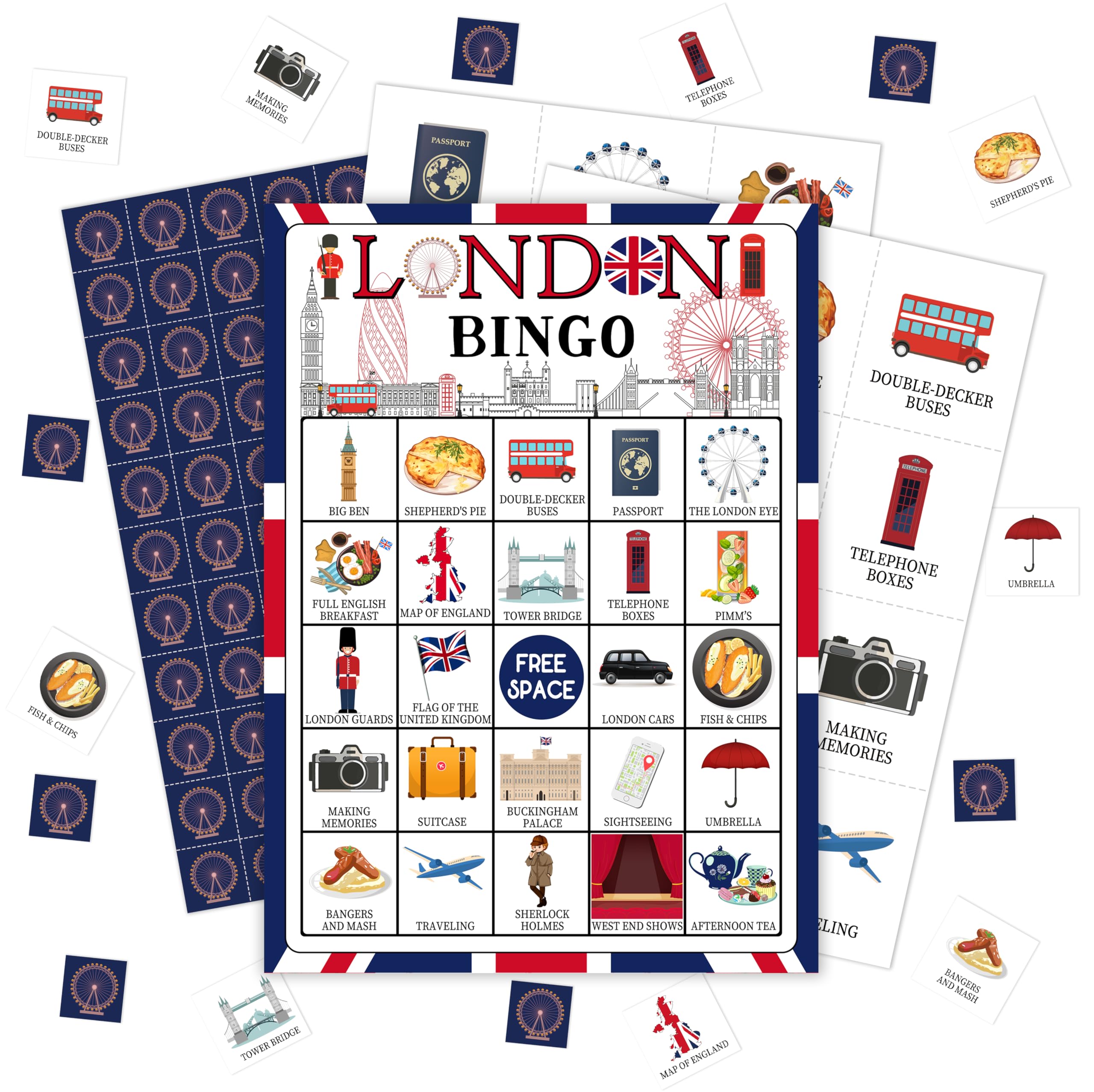 Amazon.com: pseuaudo London Bingo Games, Travel Trip Bingo Cards ...