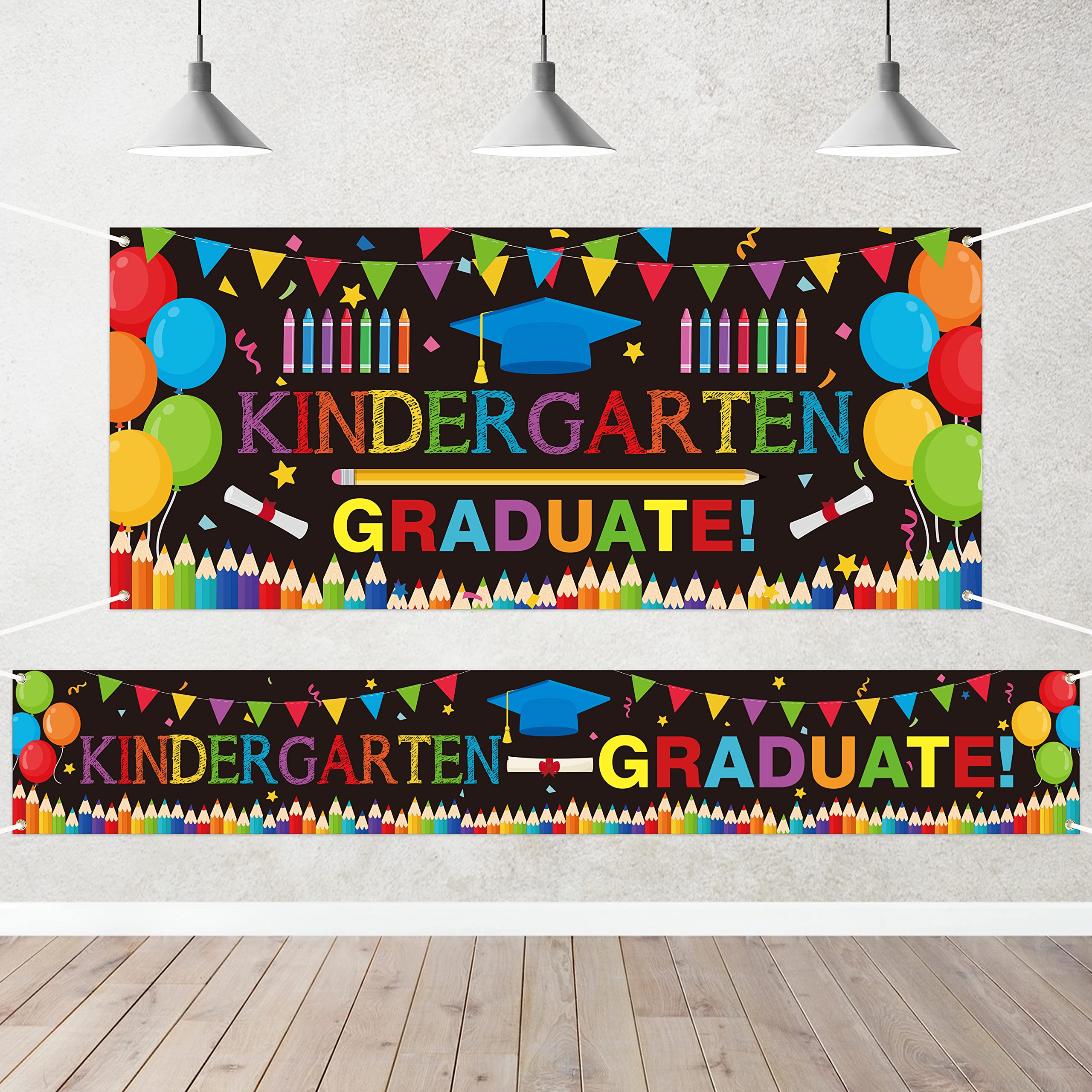 Amazon.com: WATINC 2pcs Kindergarten Graduation Backdrop Banner, Extra ...