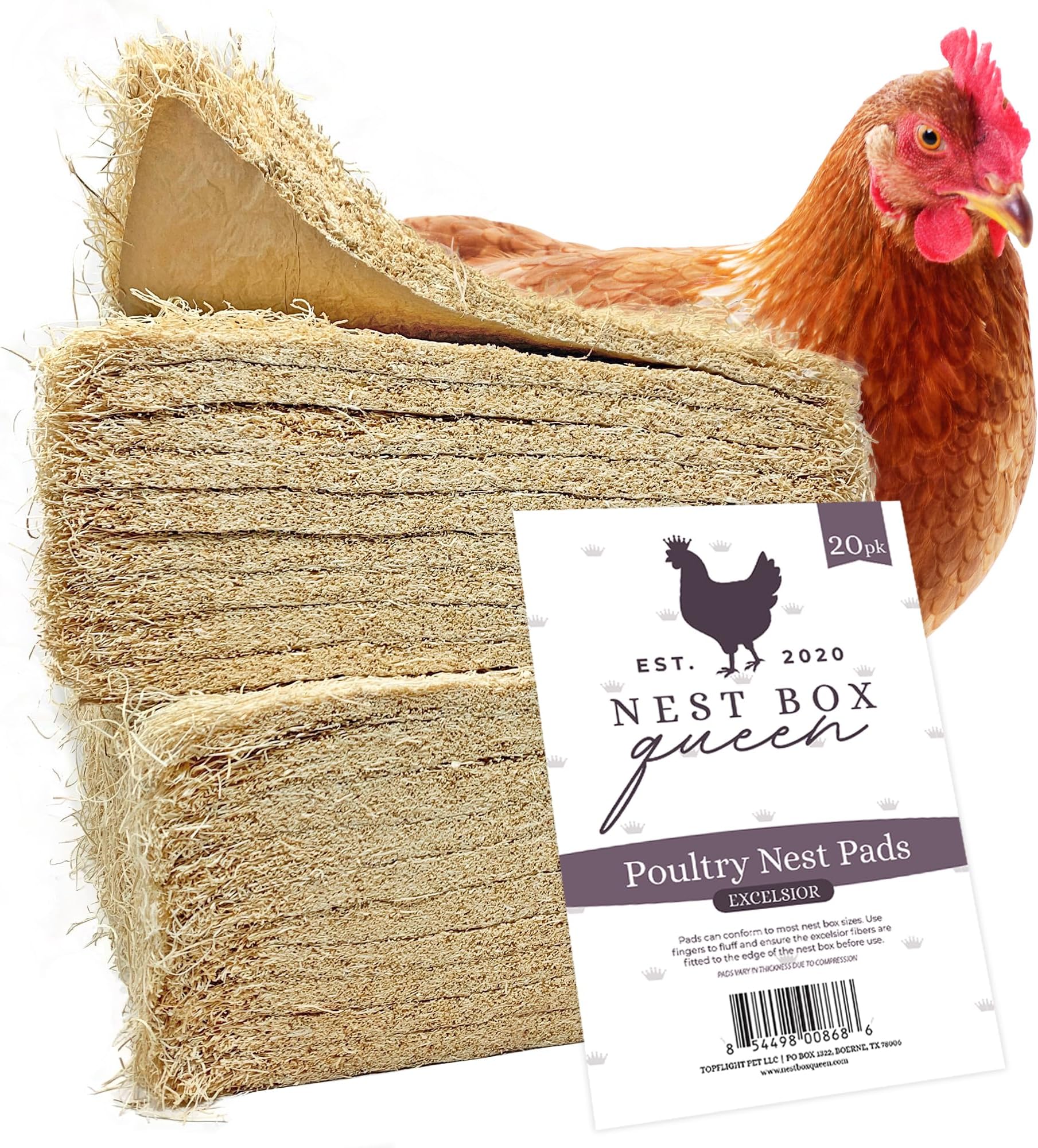 Amazon.com: Nest Box Queen, Excelsior Nest Box Pads for Hens - 13 Inch ...