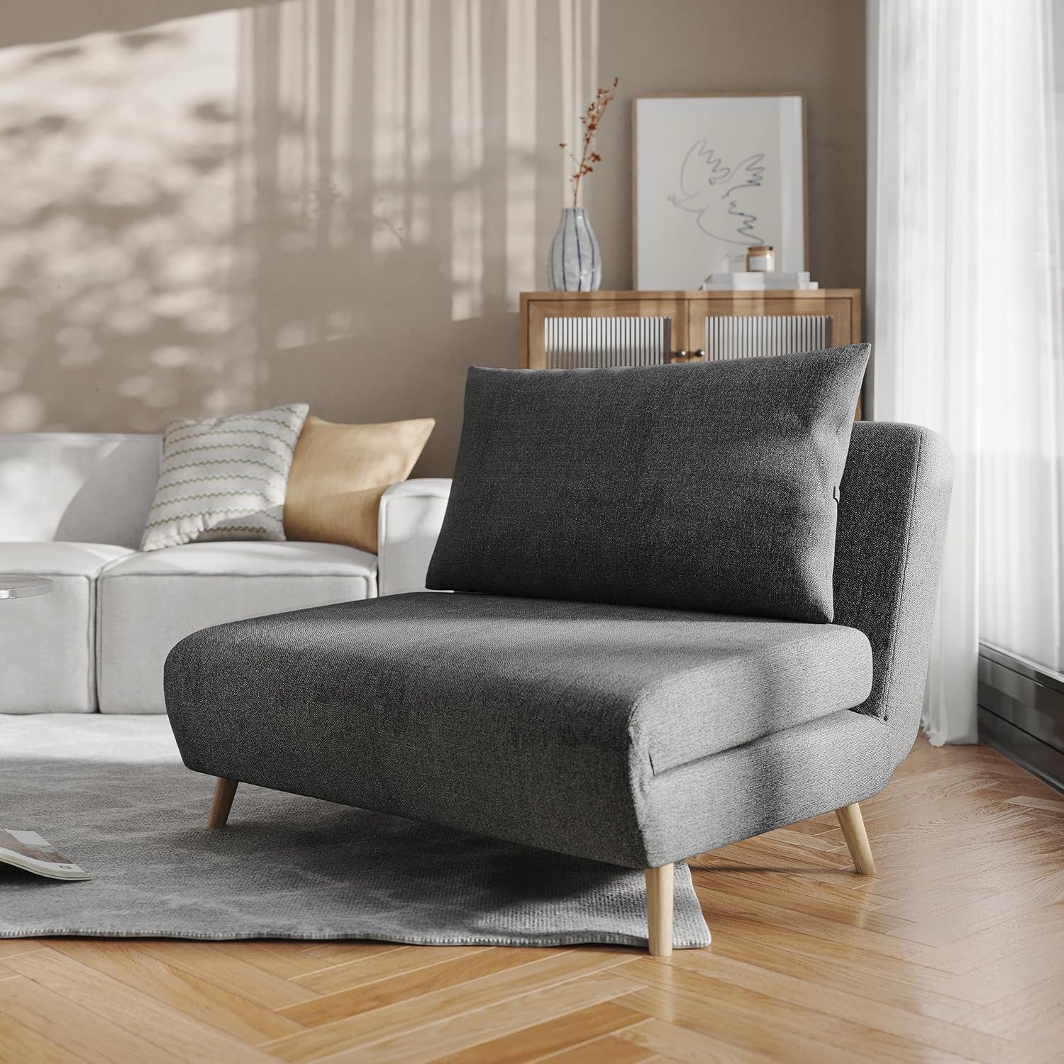 Amazon.com: Flash Furniture Shaw Convertible Tri-Fold Chair with Pillow ...