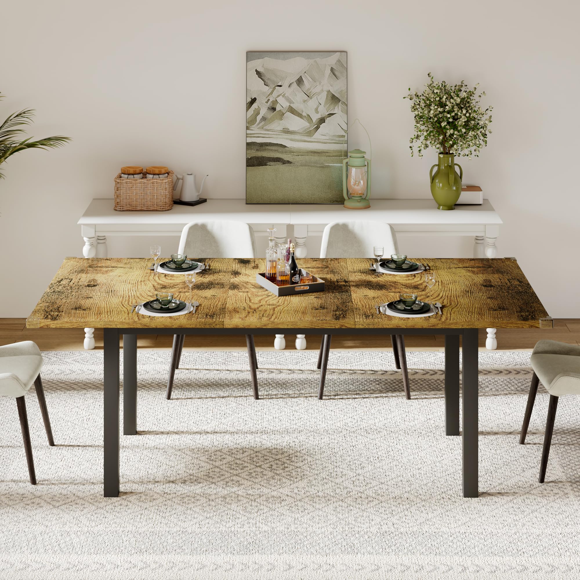 Snapklik.com : 63" Extendable Dining Table, Modern Farmhouse Dining ...