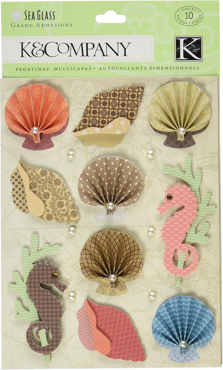 Amazon.com: K&Company Sea Glass Shell Grand Adhesions Stickers