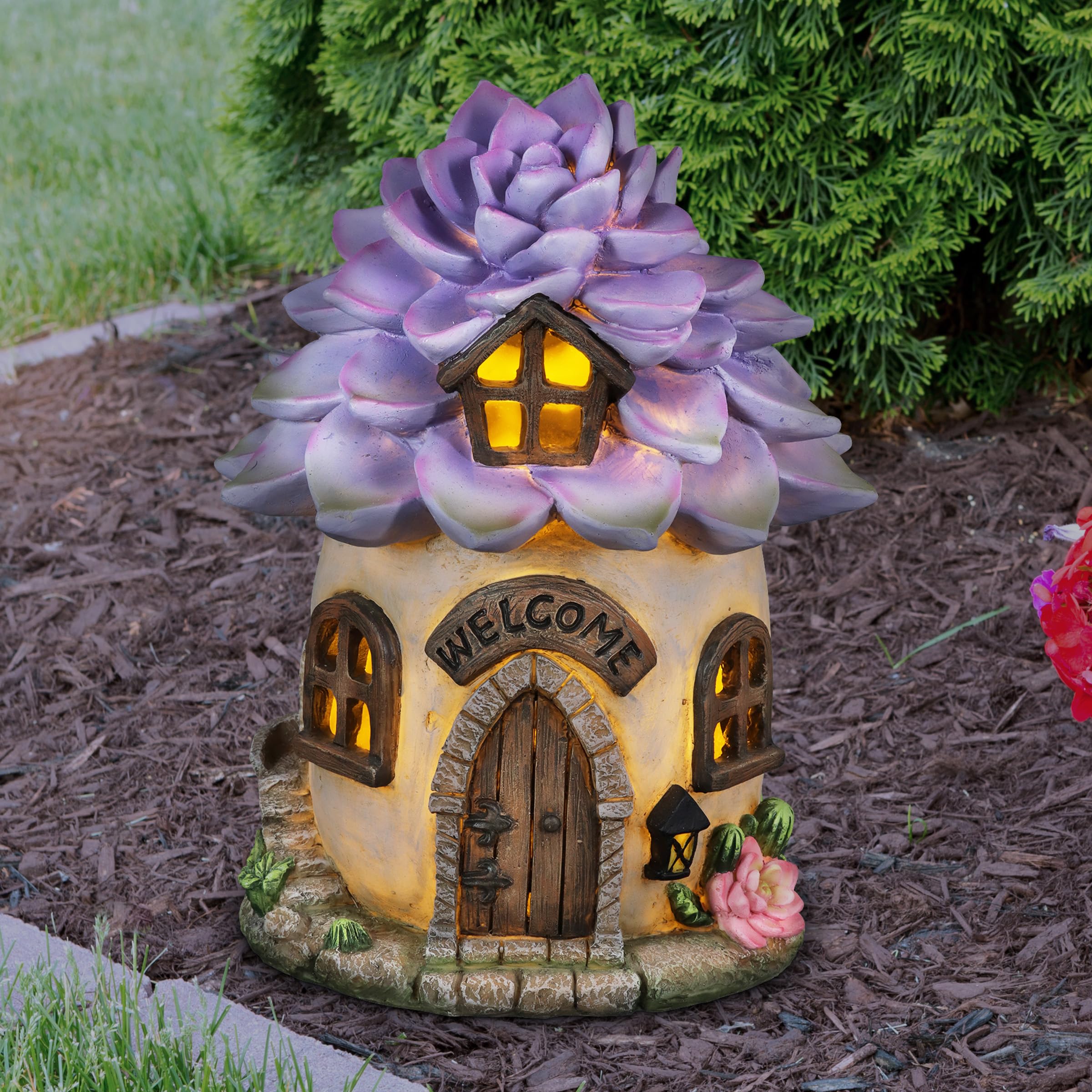 Amazon.com : Exhart Garden Statue, Solar Fairy House Garden Sculpture ...