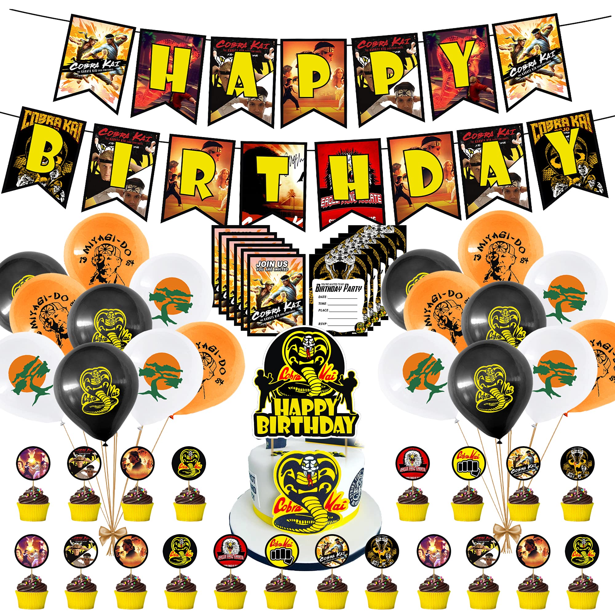 Buy Cobra Kai Birthday Party Supplies,Banner,Cake Topper,invitation ...