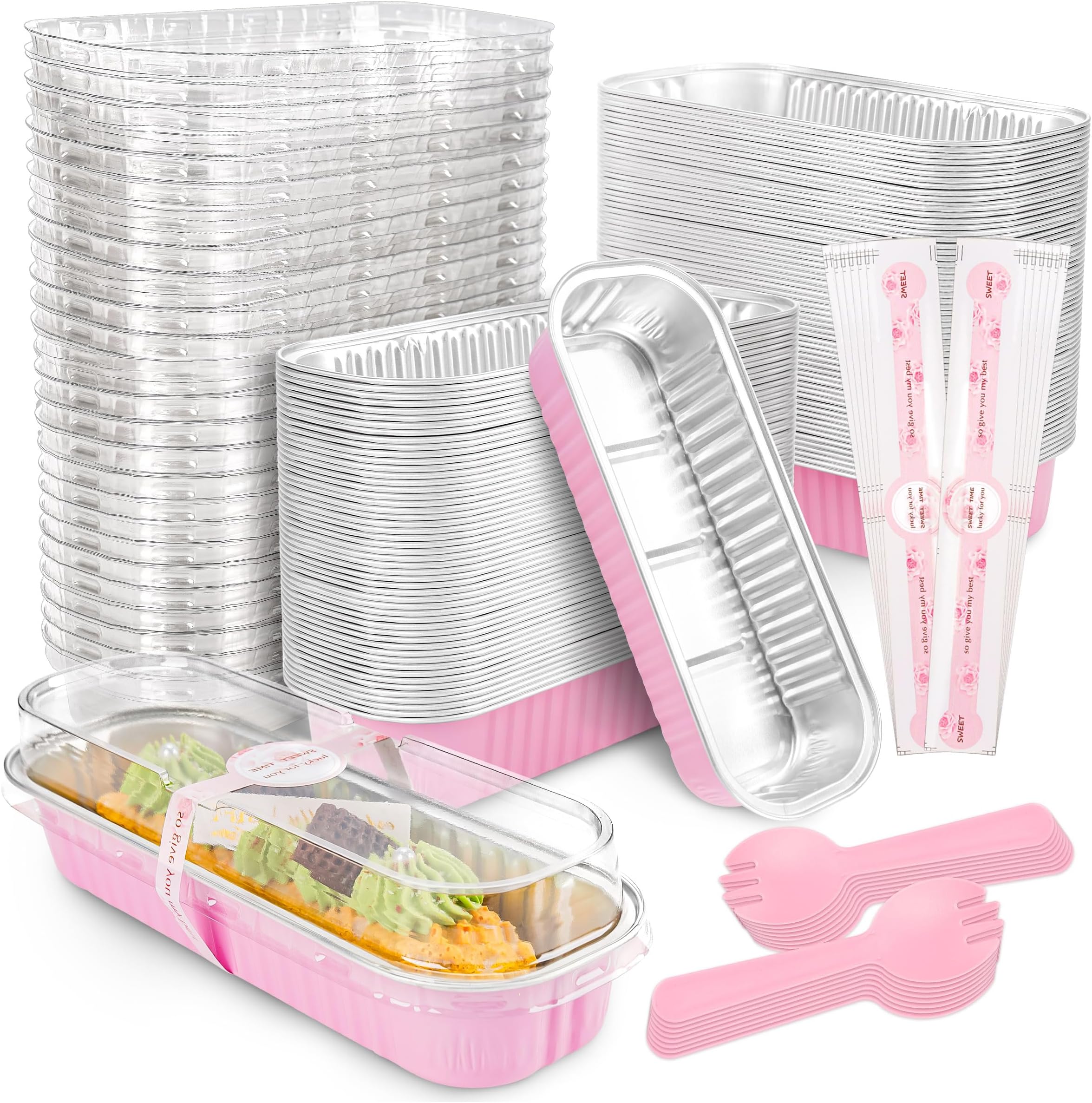 Amazon.com: Skylety 100 Pcs 5 oz Mini Square Baking Pans with Lids ...