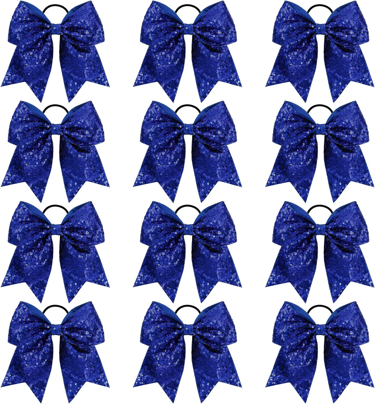 Amazon.com : 12 PCS 8" Large Glitter Cheer Bows Blue Girl Hair Bows ...