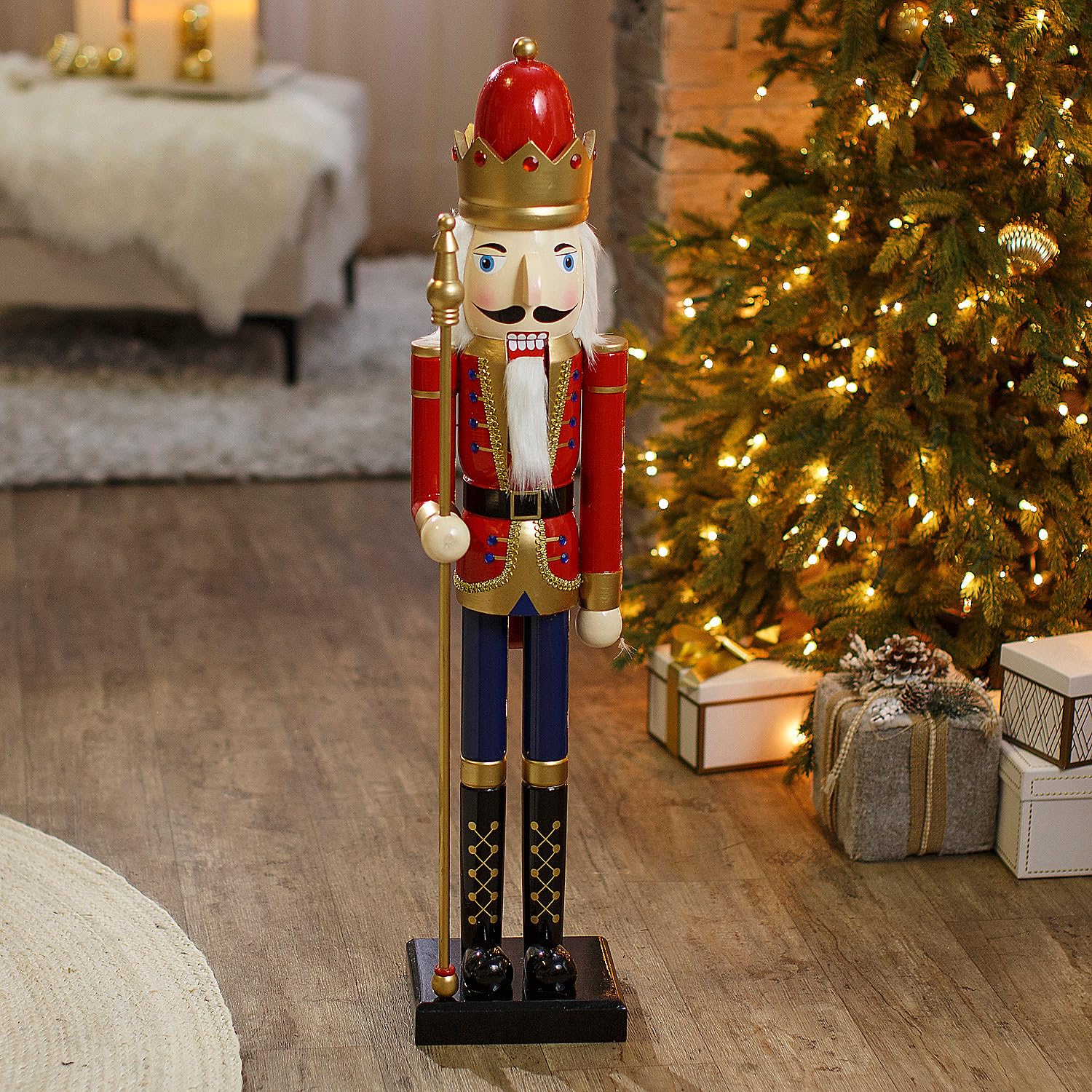 Amazon.com: Fun Express 3 Ft. Large Classic Red Wooden Nutcracker ...