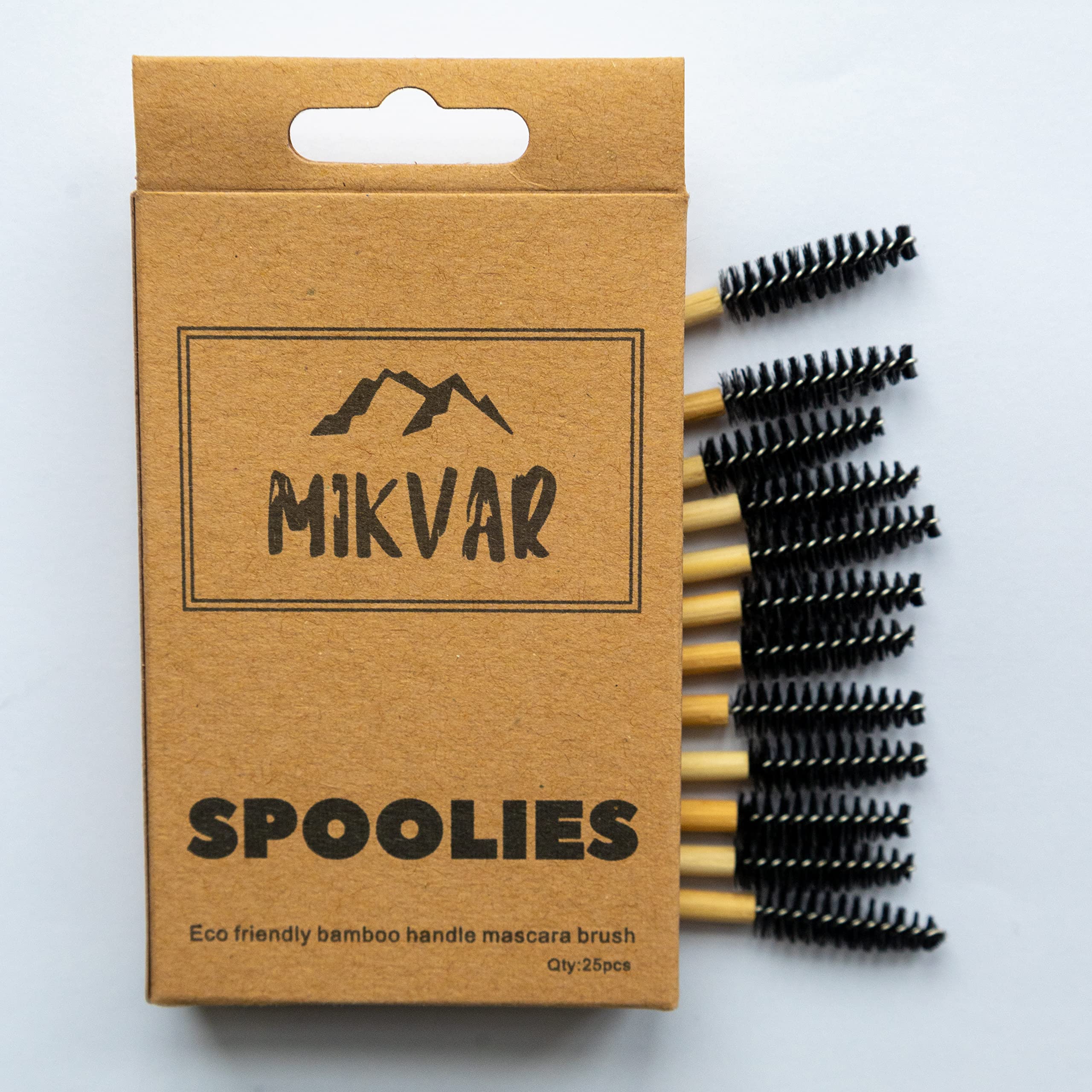 MIKVAR SPOOLIES 25PCS Eco Friendly Bamboo Mascara Spoolie Wand Brushes ...