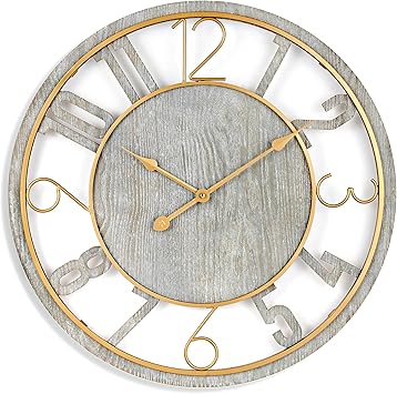 Amazon.com: Sorbus 24-Inch Large Wall Clock – Wooden Decorative Clock ...