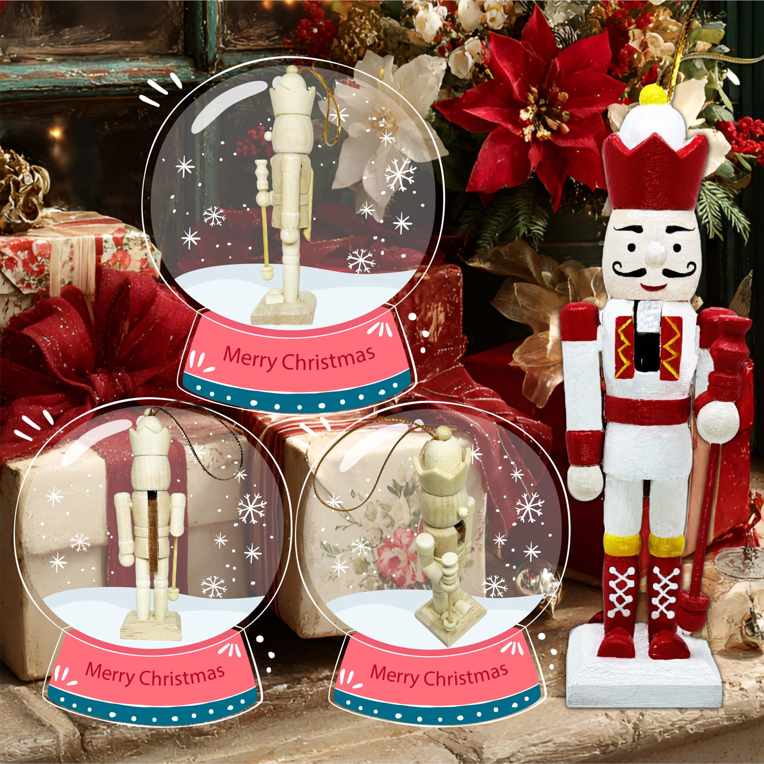 Snapklik.com : The Nutcracker Christmas Decor, 6PCS DIY Wooden Xmas ...