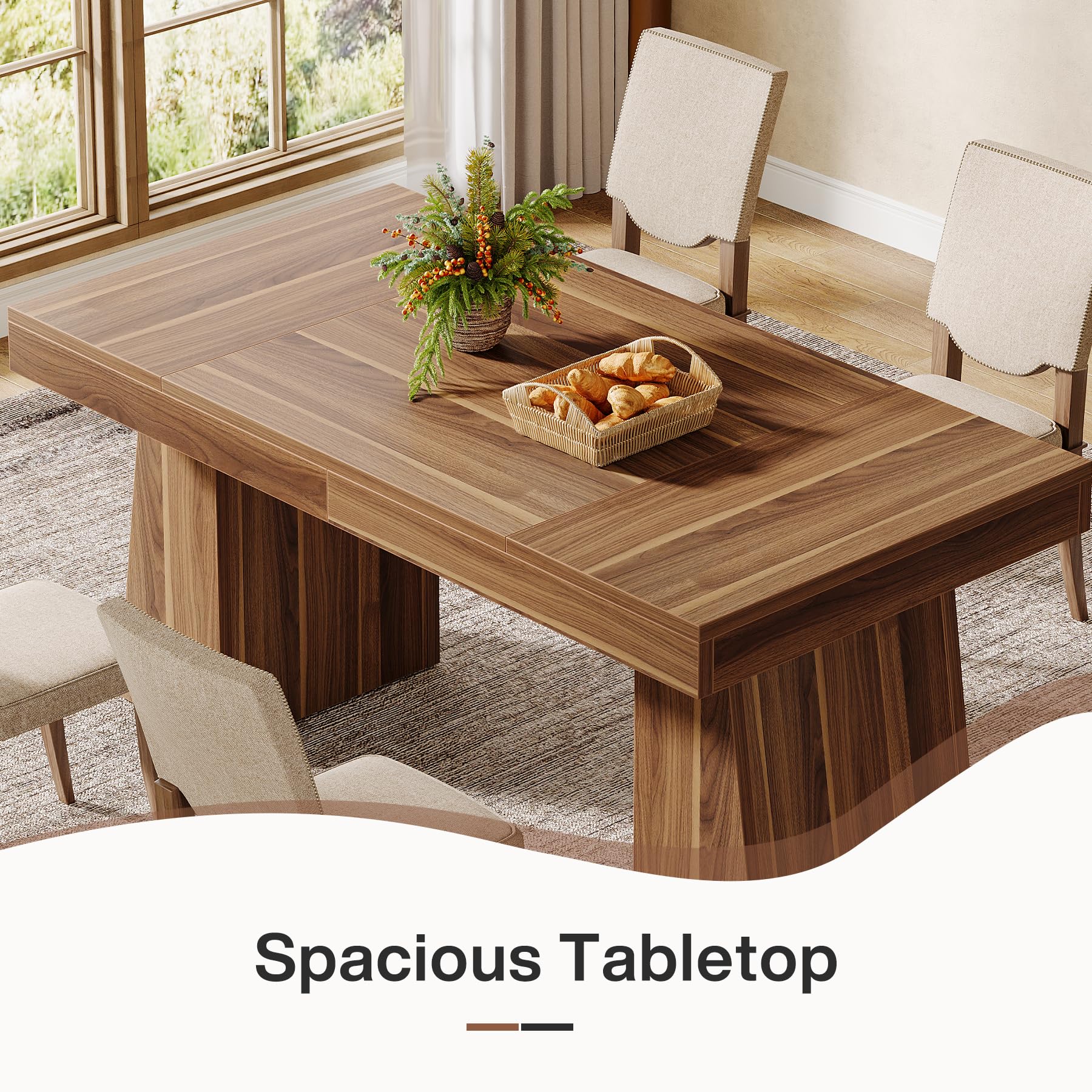 Tribesigns 55-Inch Dining Table for 4-6, Rectangular Dining Room Table ...