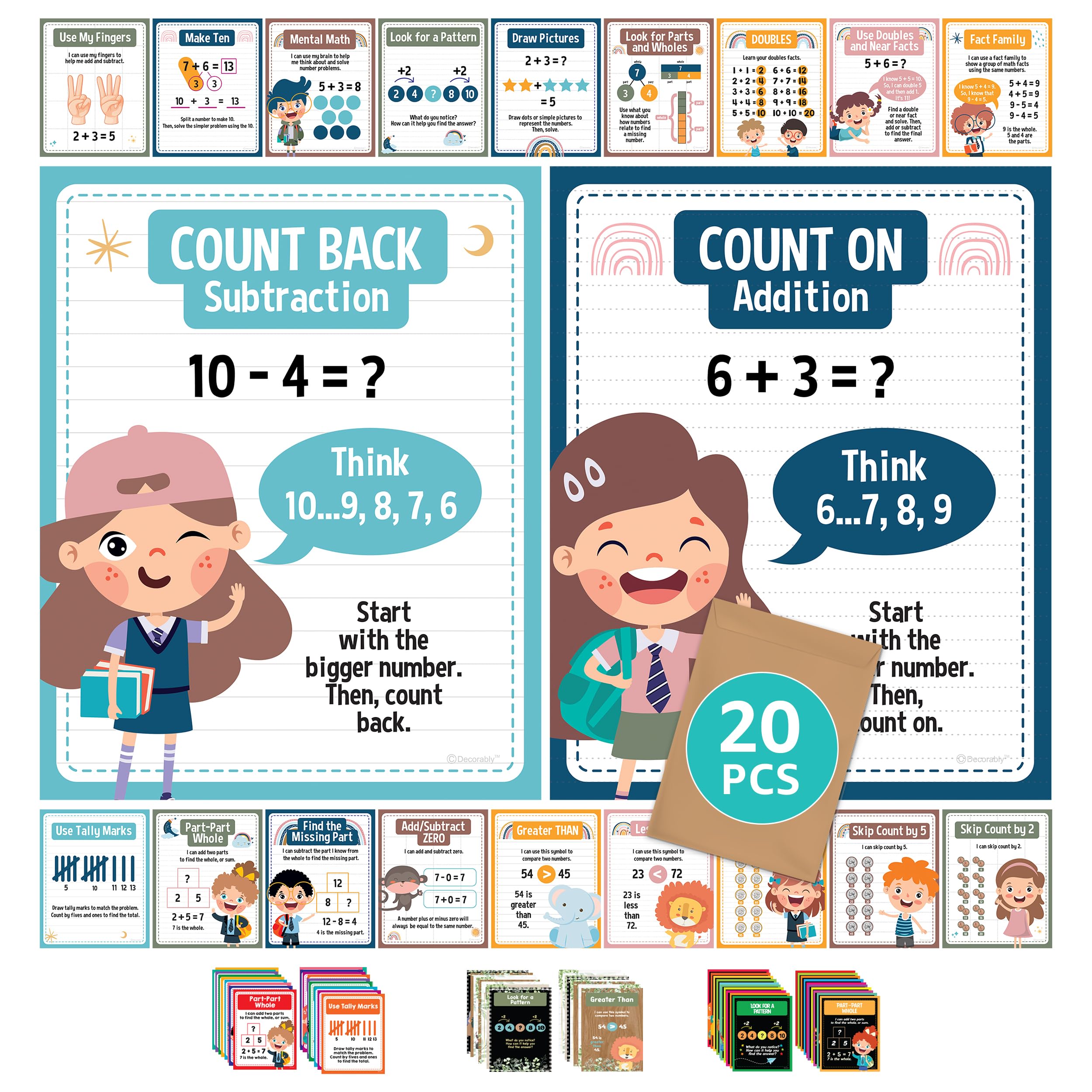 Buy Decorably Kindergarten Math s for Classroom - 20 Math s for ...
