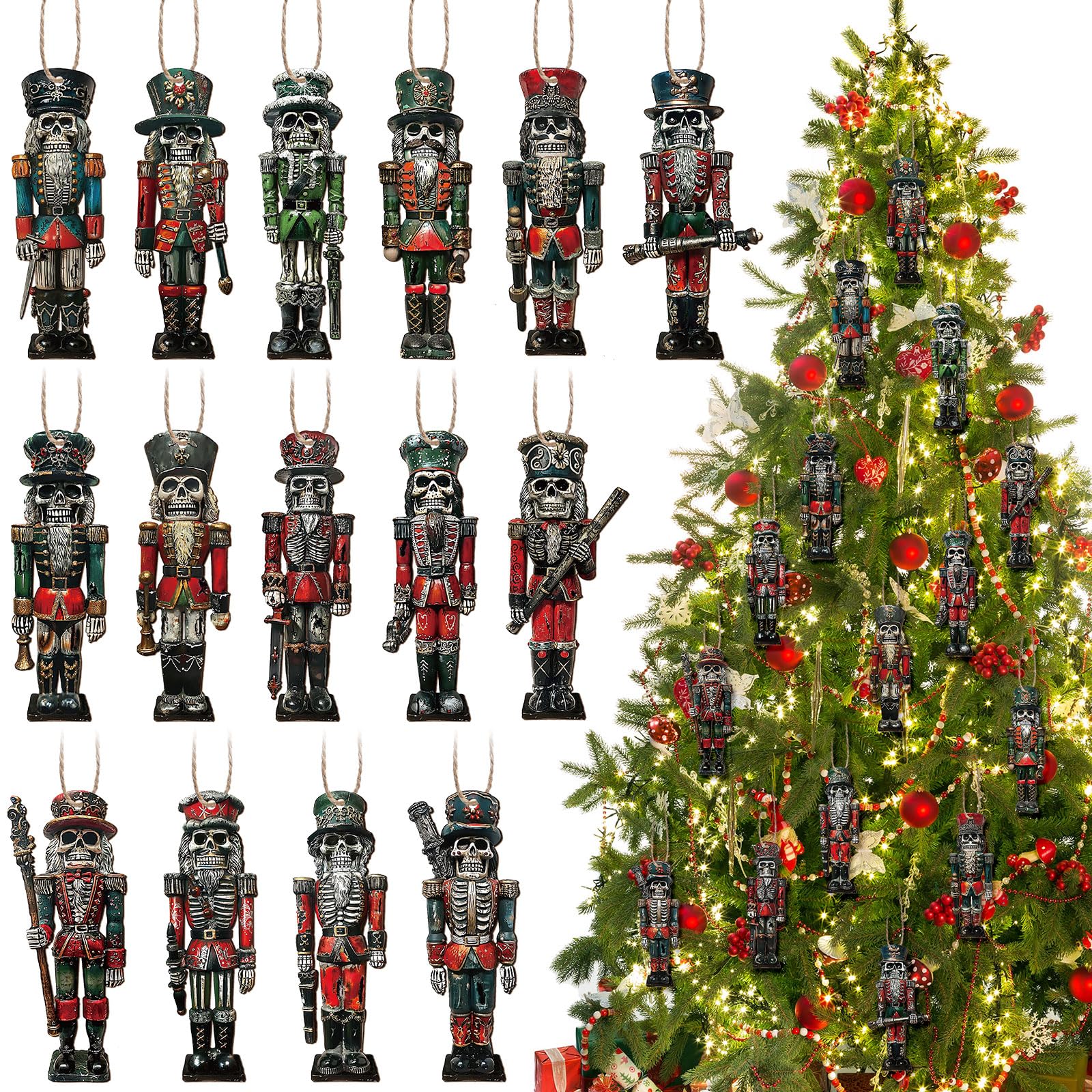 Amazon.com: Amyhill 30 Pcs Scary Nutcracker Christmas Ornaments Goth ...