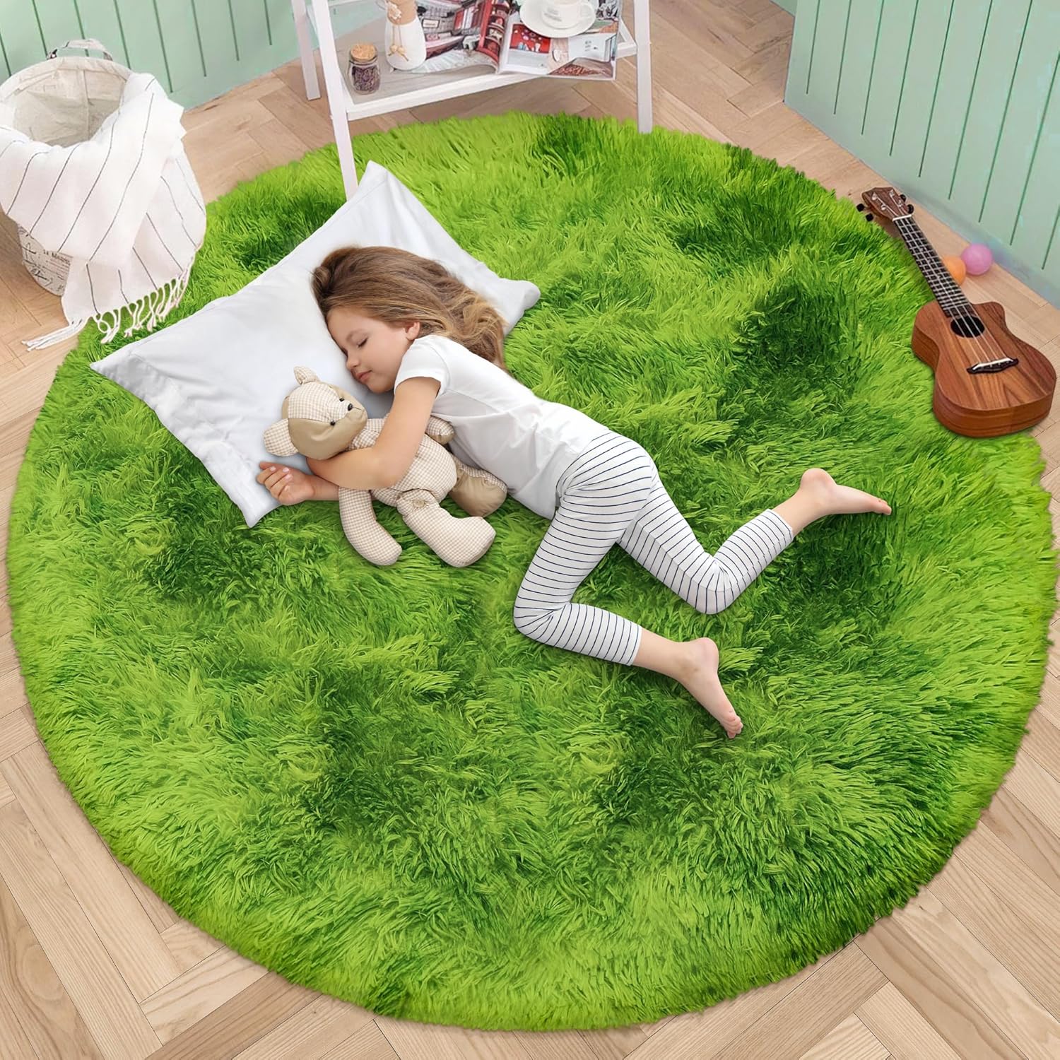 Amazon.com: ATRUG Tie-Dyed Green Round Area Rugs for Bedroom Living ...
