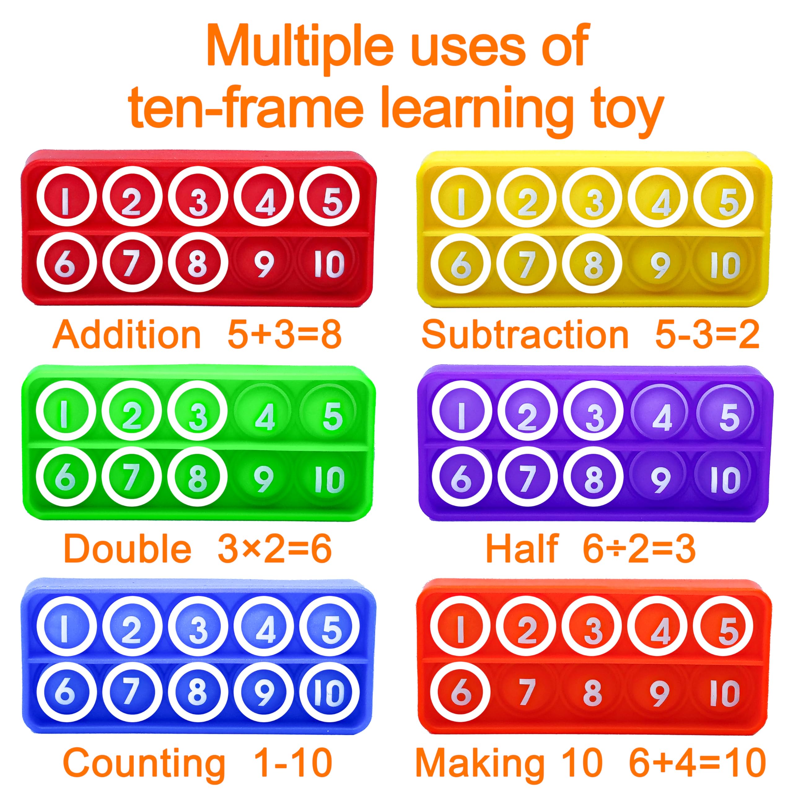 Snapklik.com : Ten Frame Pop Math Manipulatives - Set Of 6 Silicone ...