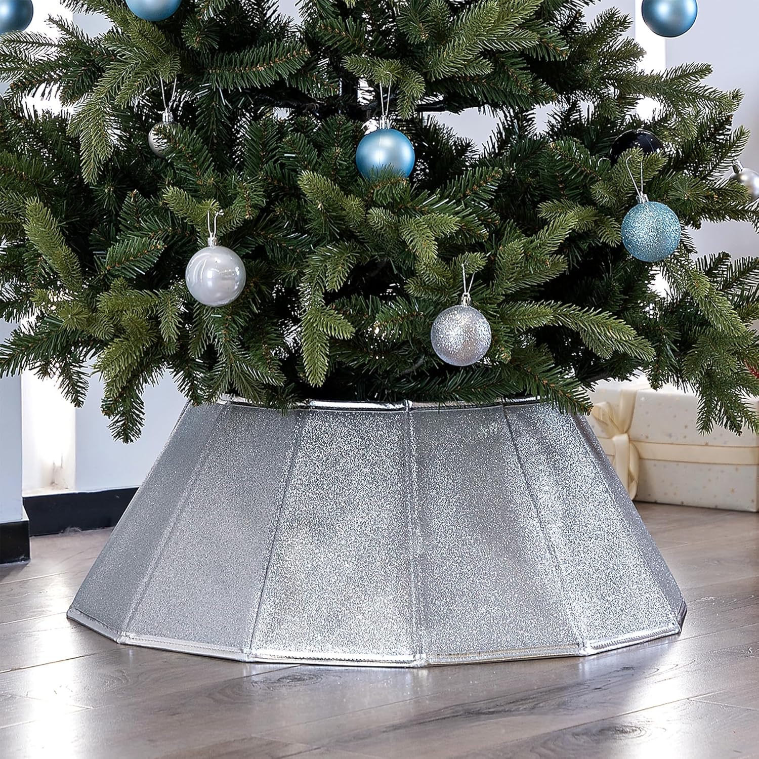 Amazon.com: Blissun Fabric Christmas Tree Collar, Glittering Christmas ...