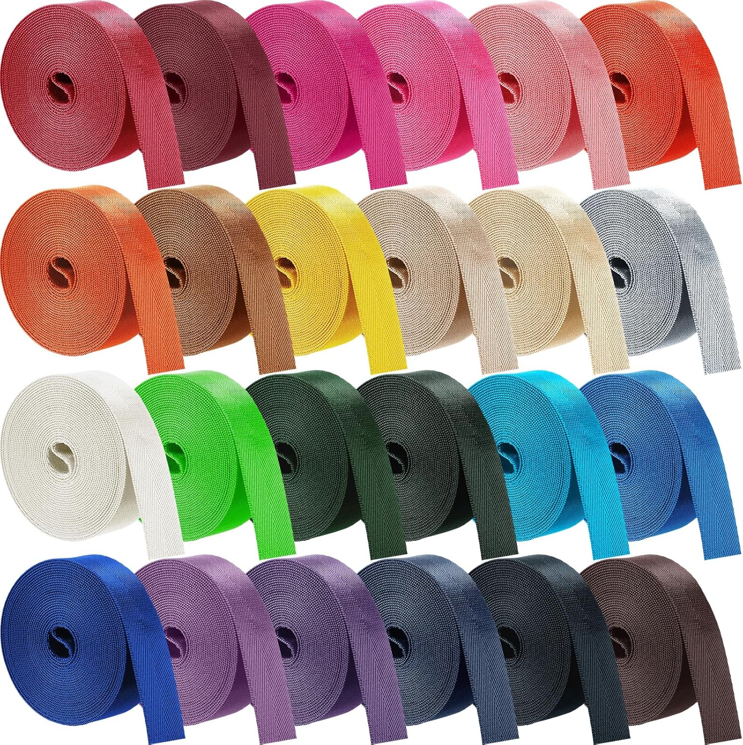 Amazon.com : Windyun 24 Rolls Nylon Webbing 1/1.5/2 Inch Wide ...