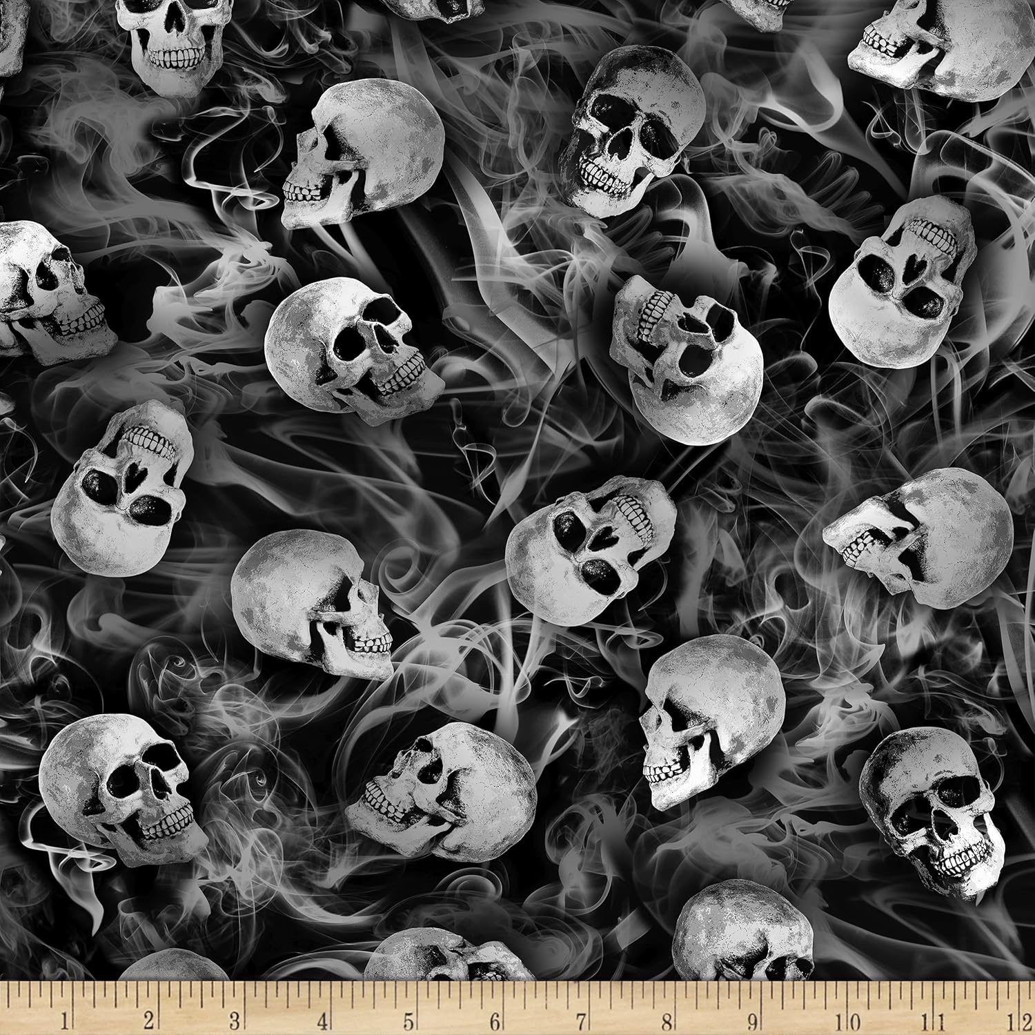 Amazon.com: Timeless Treasures Wicked Eve Tossed Skulls Black, Quilting ...