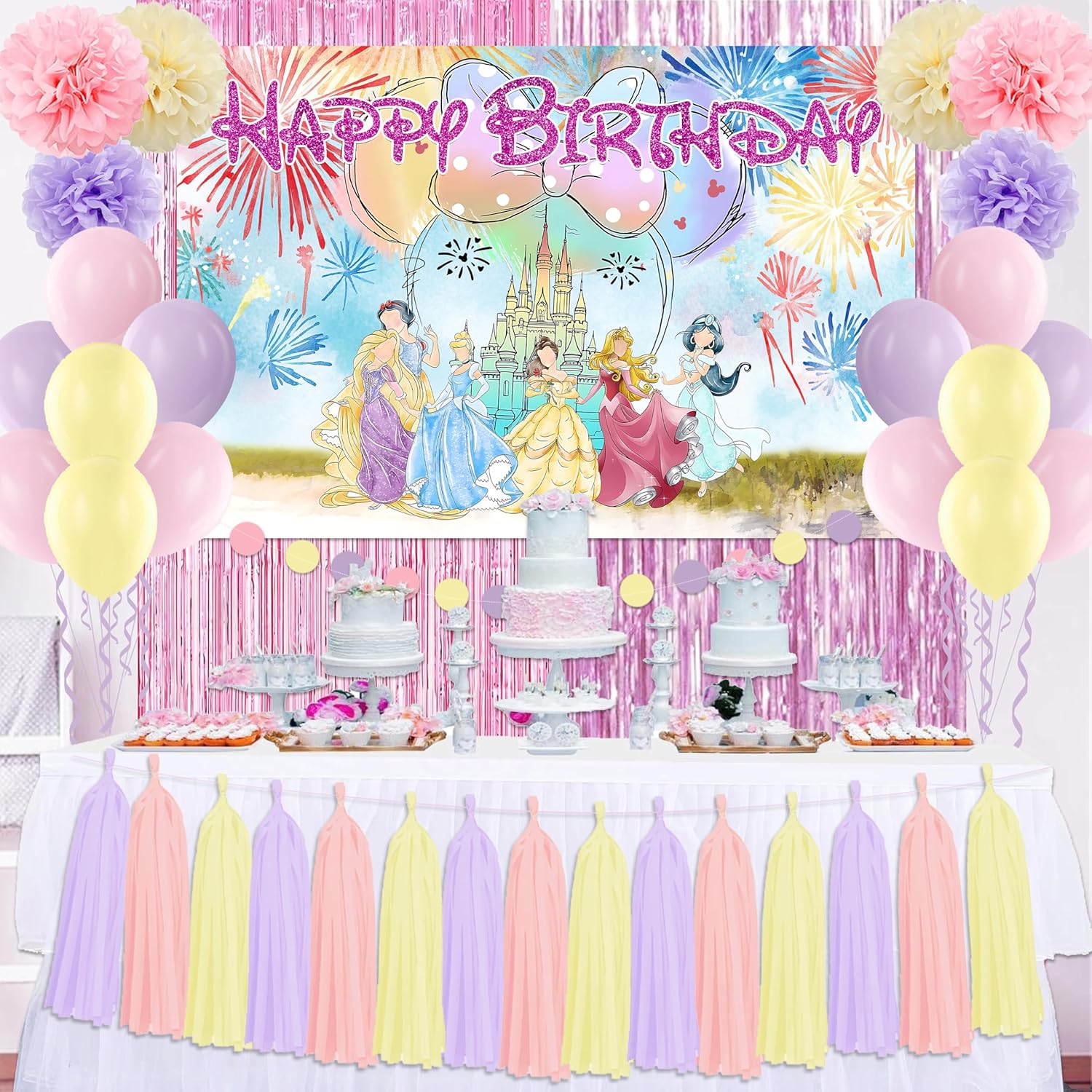 Amazon.com: Princess Birthday Party Decorations for Girls Castle ...
