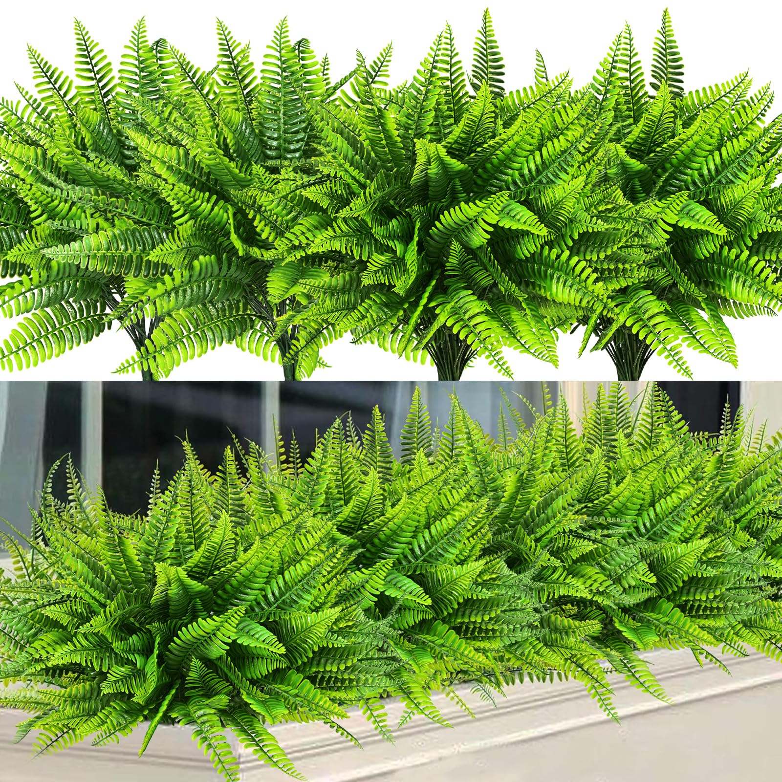 Amazon.com: MARTINE MALL 12Pcs Artificial Ferns for Outdoor, Fake Ferns ...