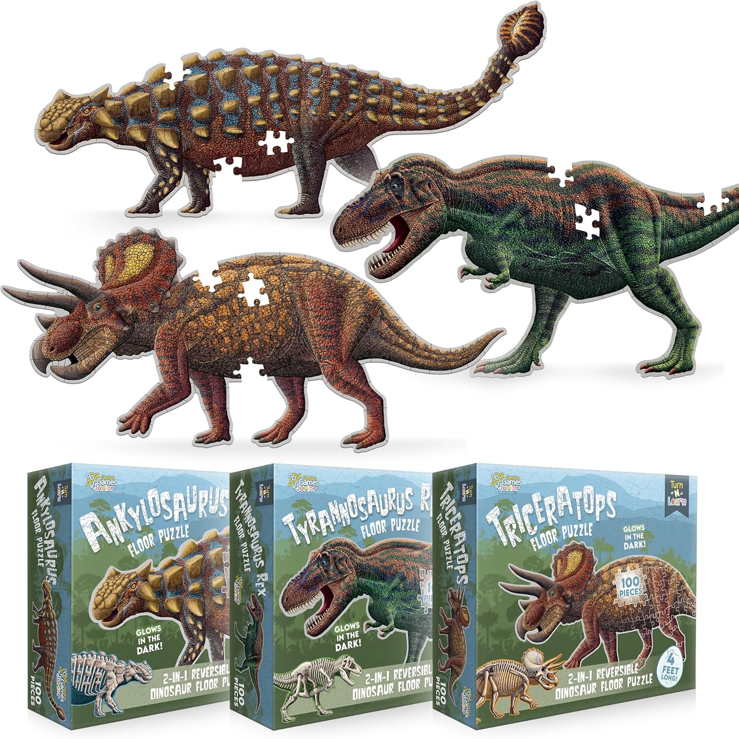 Amazon.com: Tyrannosaurus Rex, Triceratops and Ankylosaurus Dinosaur ...