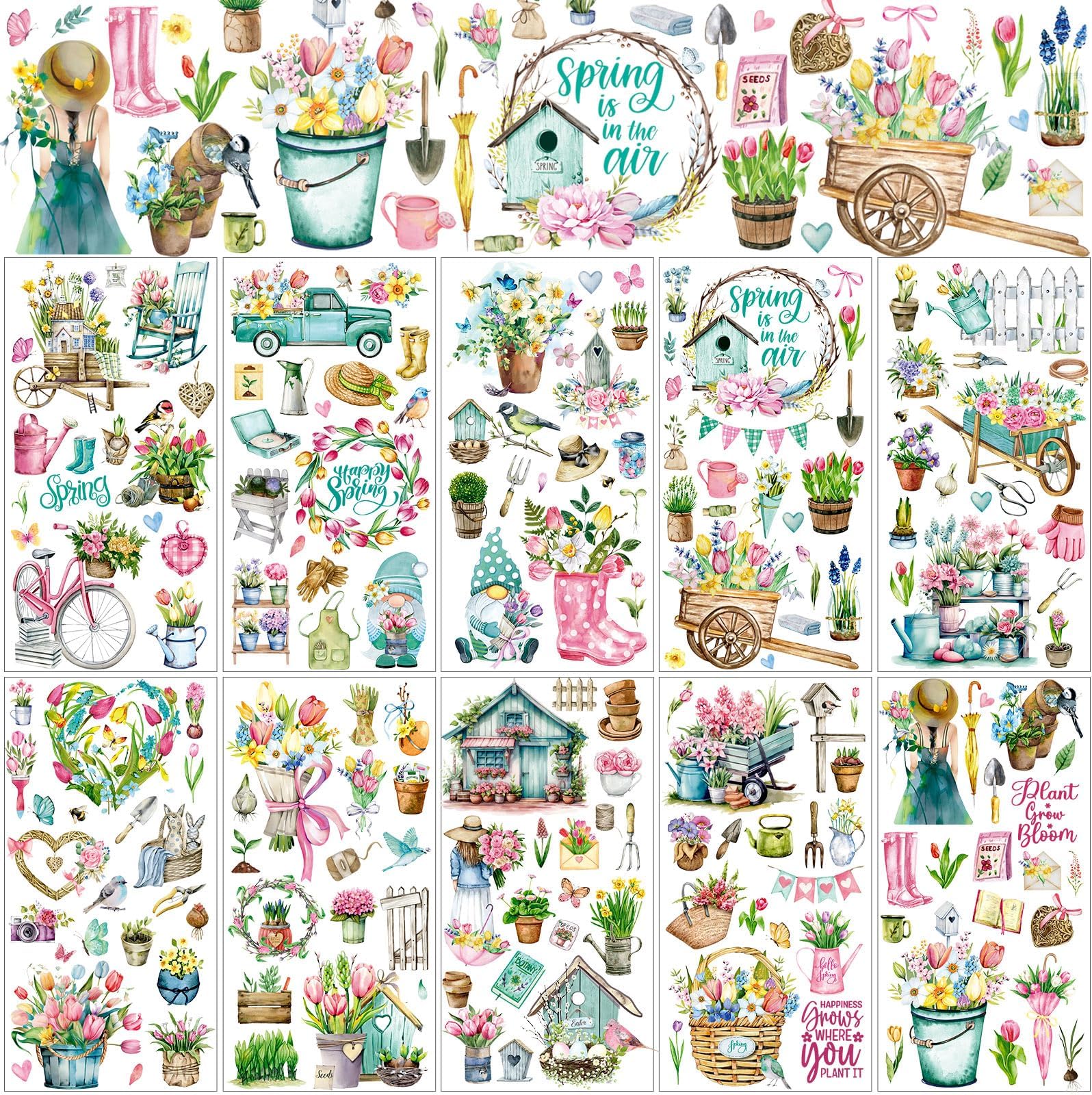Amazon.com: Geyoga 10 Sheets Spring Rub on Transfers for Crafts and ...