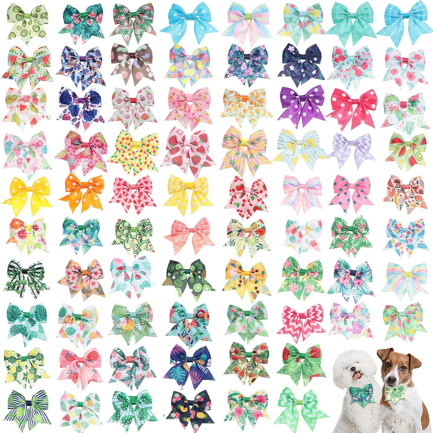80 Pcs Dog Bows Dog Bow Ties for Small Dogs Assorted Pattern Dog Bowtie ...