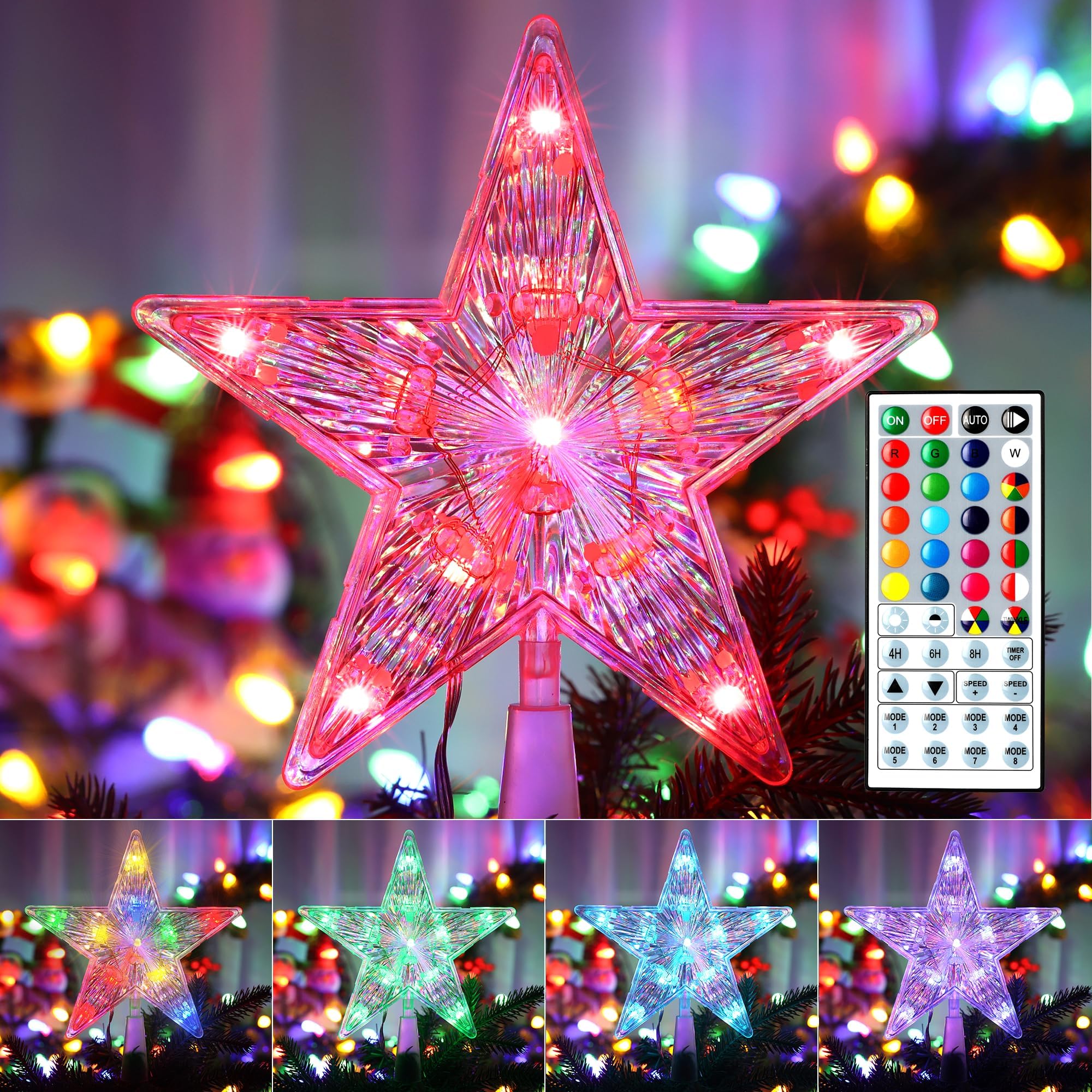 Amazon.com: Brizled Small Star Tree Topper, 7.6" 11 LED Lighted ...